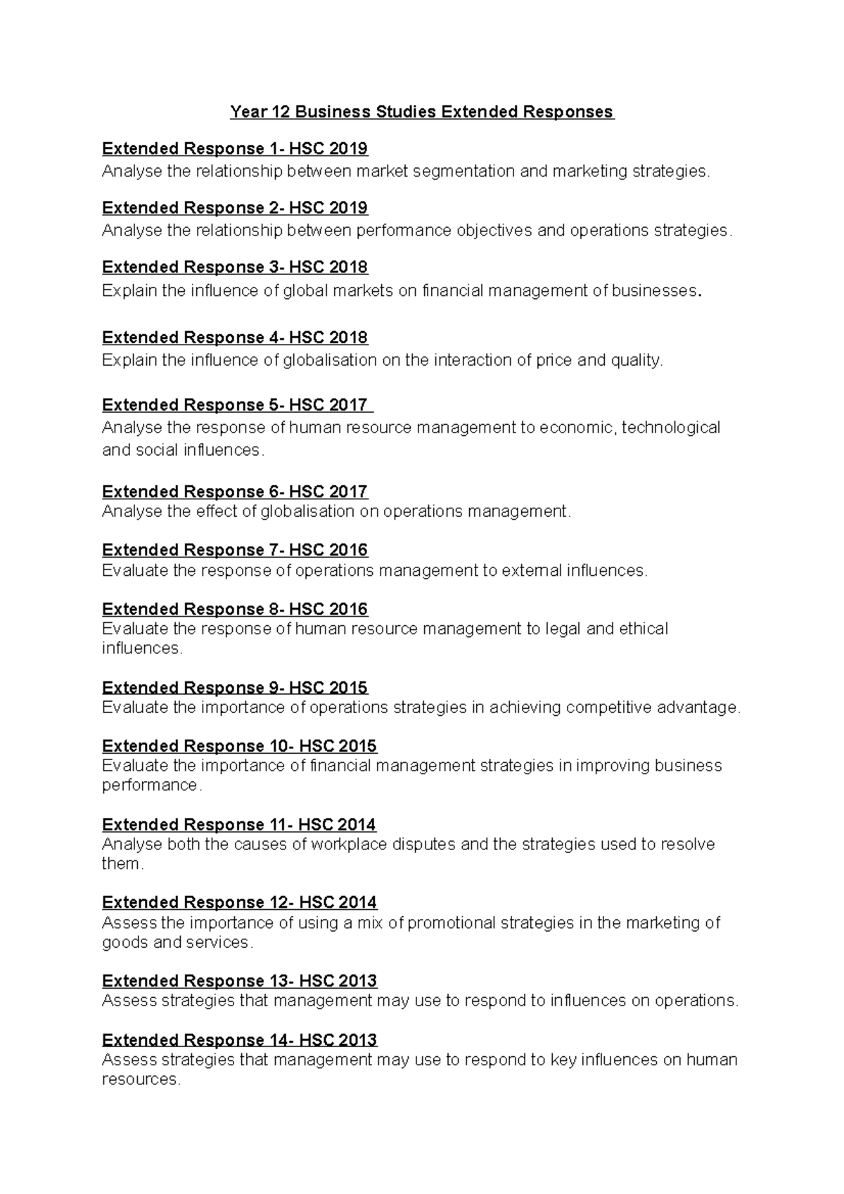 14 Extended Responses - C10026 - Studocu