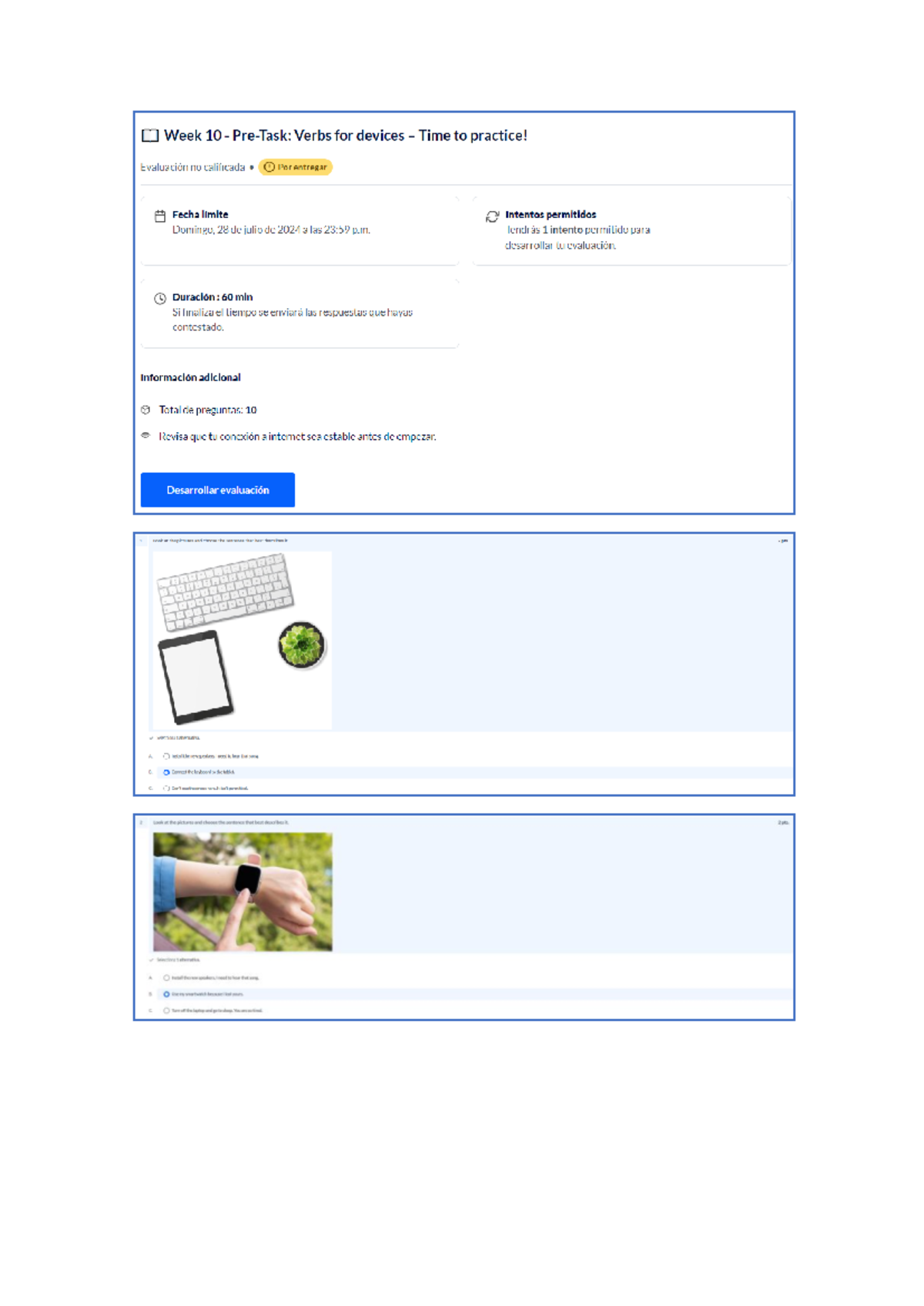 Week 10 - Pre-Task Verbs for devices – Time to practice - Ingles III ...