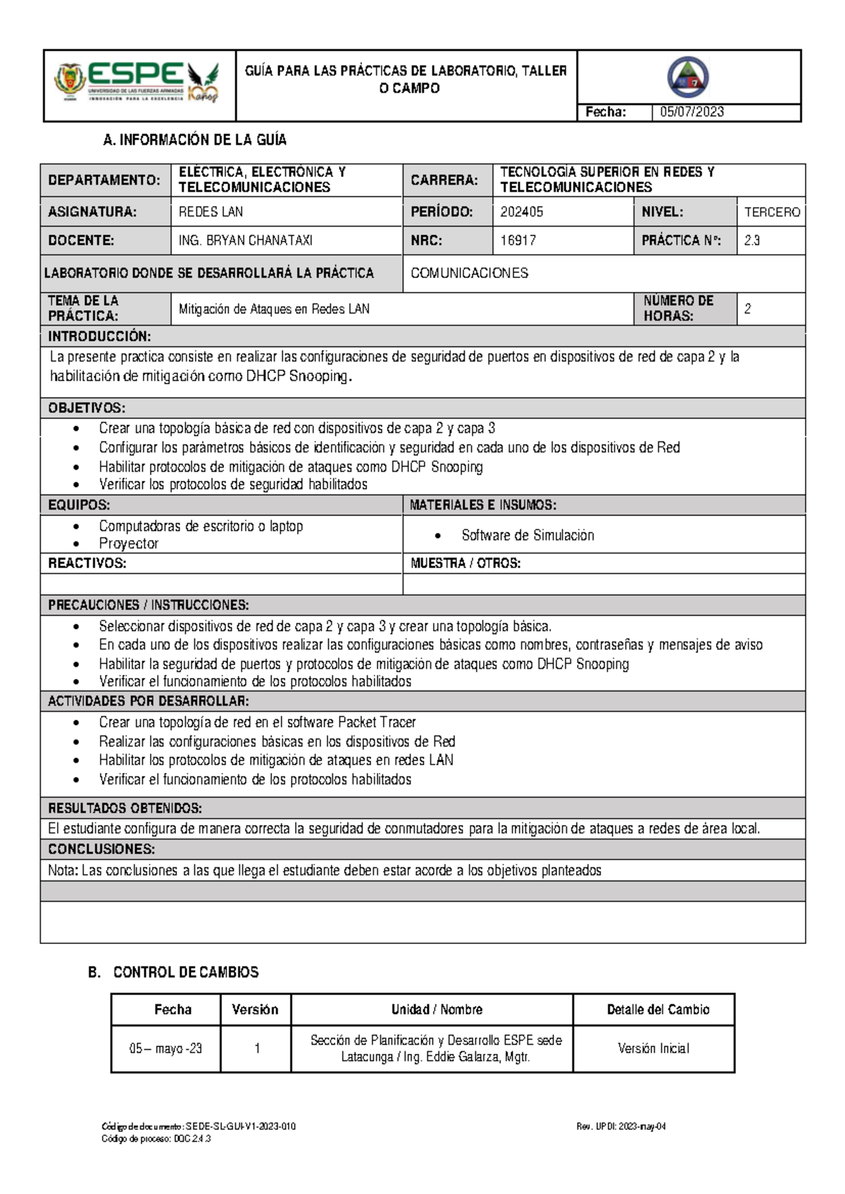 Lab 2 - informe detallado - Código de documento: SEDE-SL-GUI-V1- 2023 ...