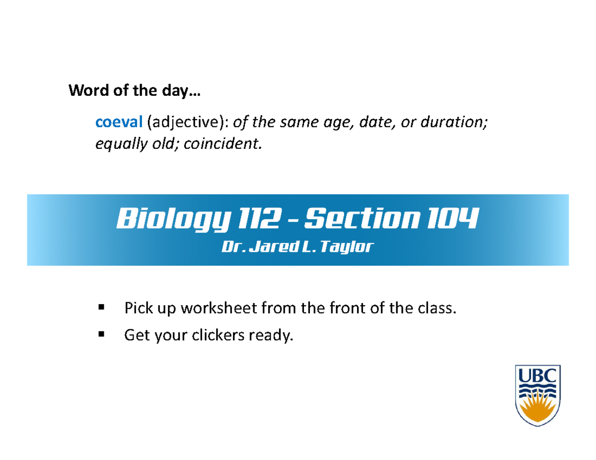 4 - Vourse - ÷ Pick up worksheet from the front of the class. ÷ Get ...