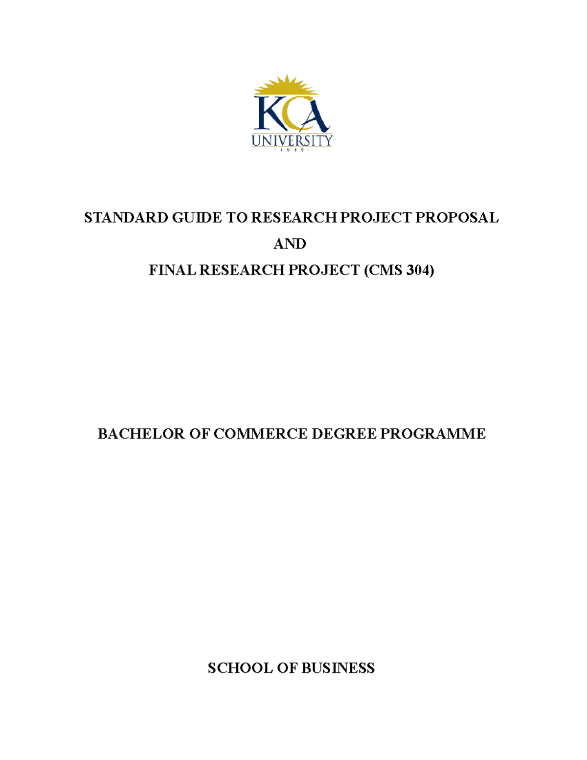 KCAU STD Project Format With Proposal - STANDARD GUIDE TO RESEARCH ...