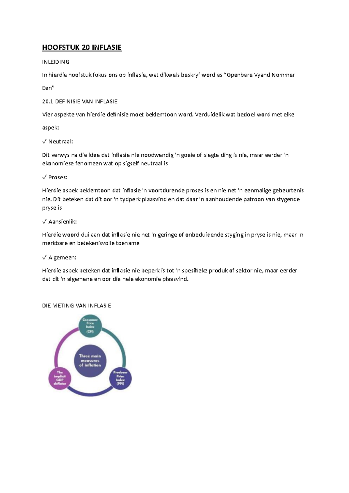 Chapter 20 Econ 122 - HOOFSTUK 20 INFLASIE INLEIDING In hierdie ...