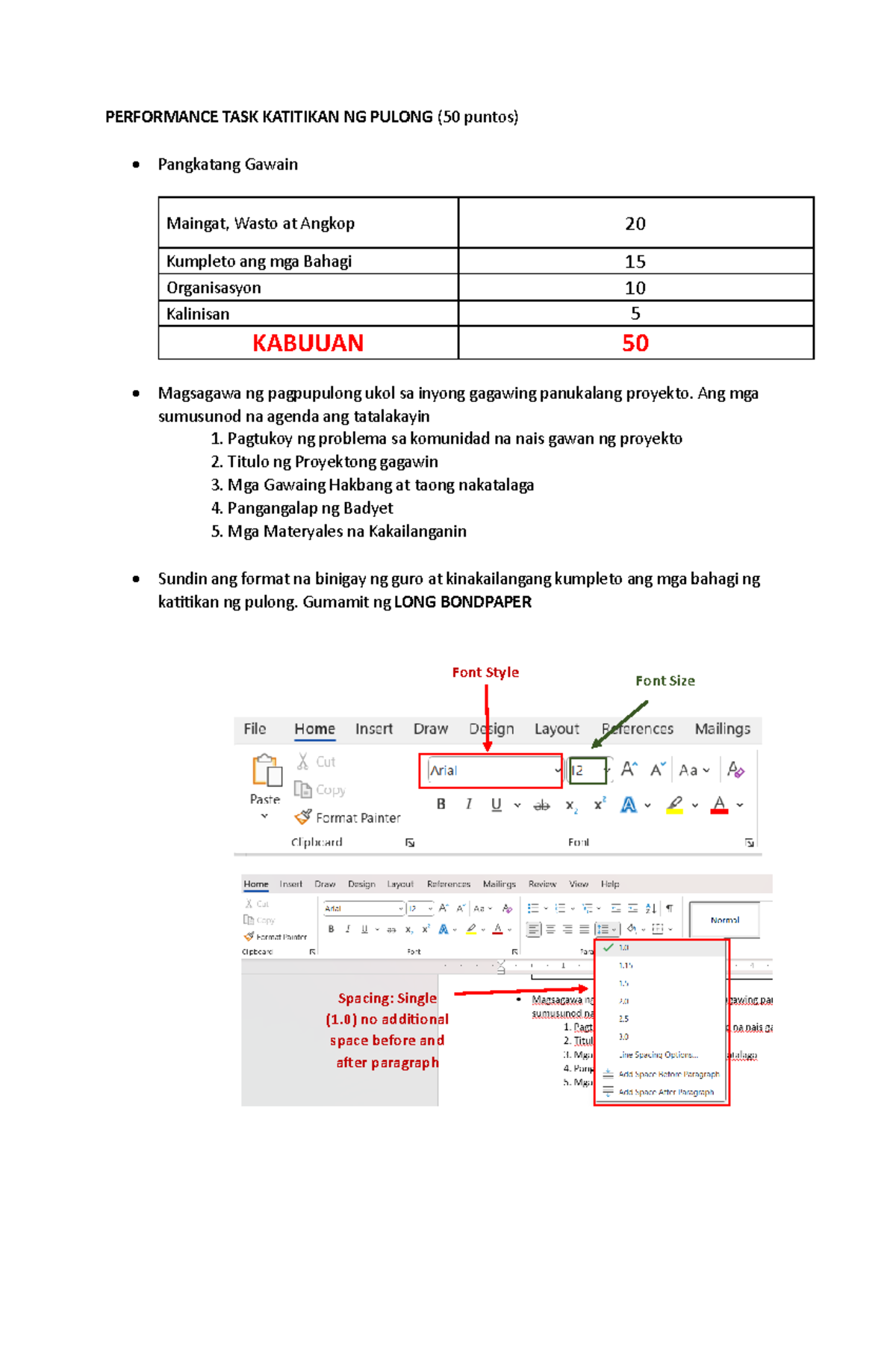 Performance TASK Katitikan NG Pulong 1 - PERFORMANCE TASK KATITIKAN NG PULONG (50 puntos ...