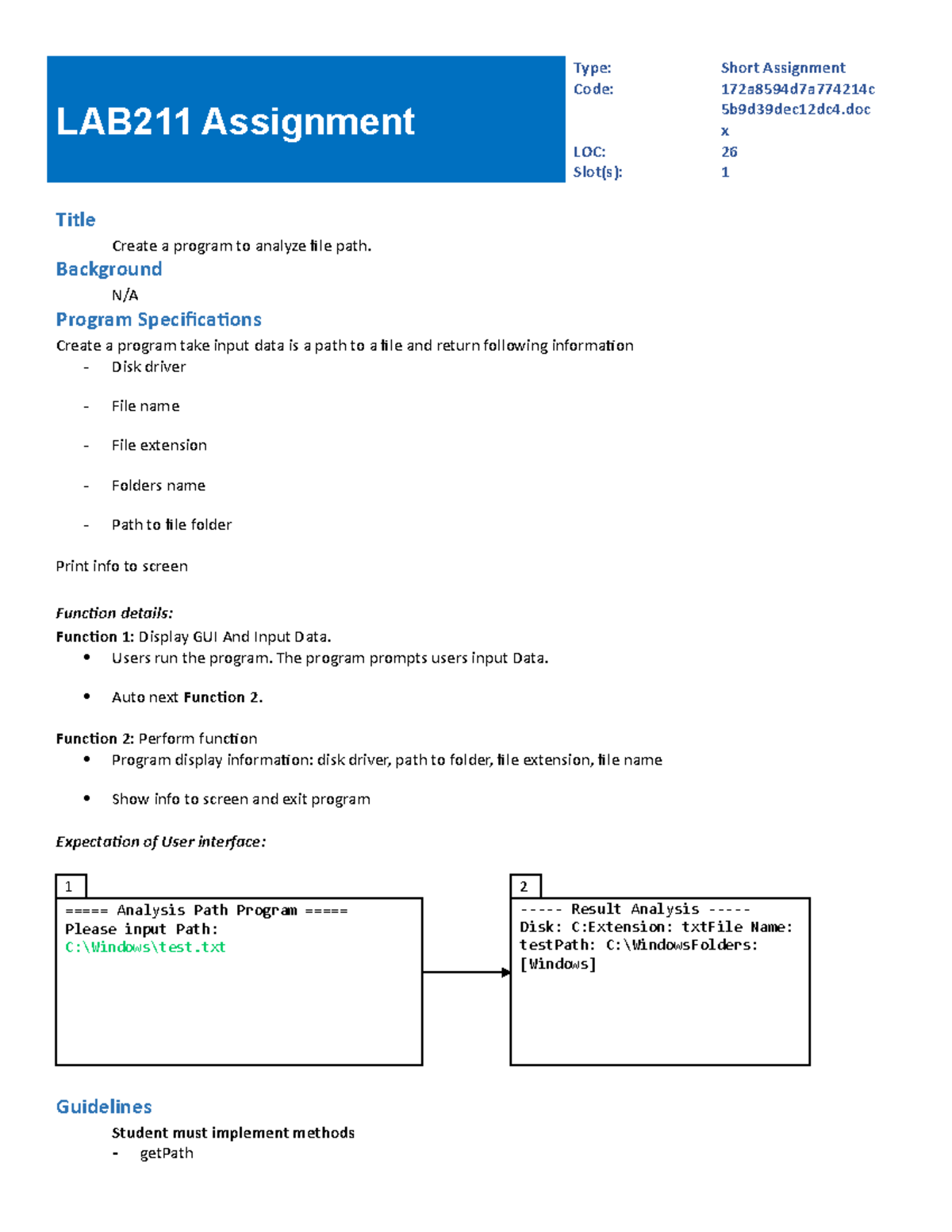 J1 - đâsdasd - LAB211 Assignment Type:Code: Short Assignment172a8594d7a774214c 5b9d39dec12dc4 ...
