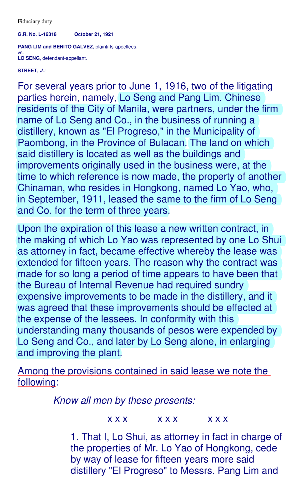 D. Pang Lim v. Lo Seng - jurisprudence - Fiduciary duty G. No. L-16318 ...