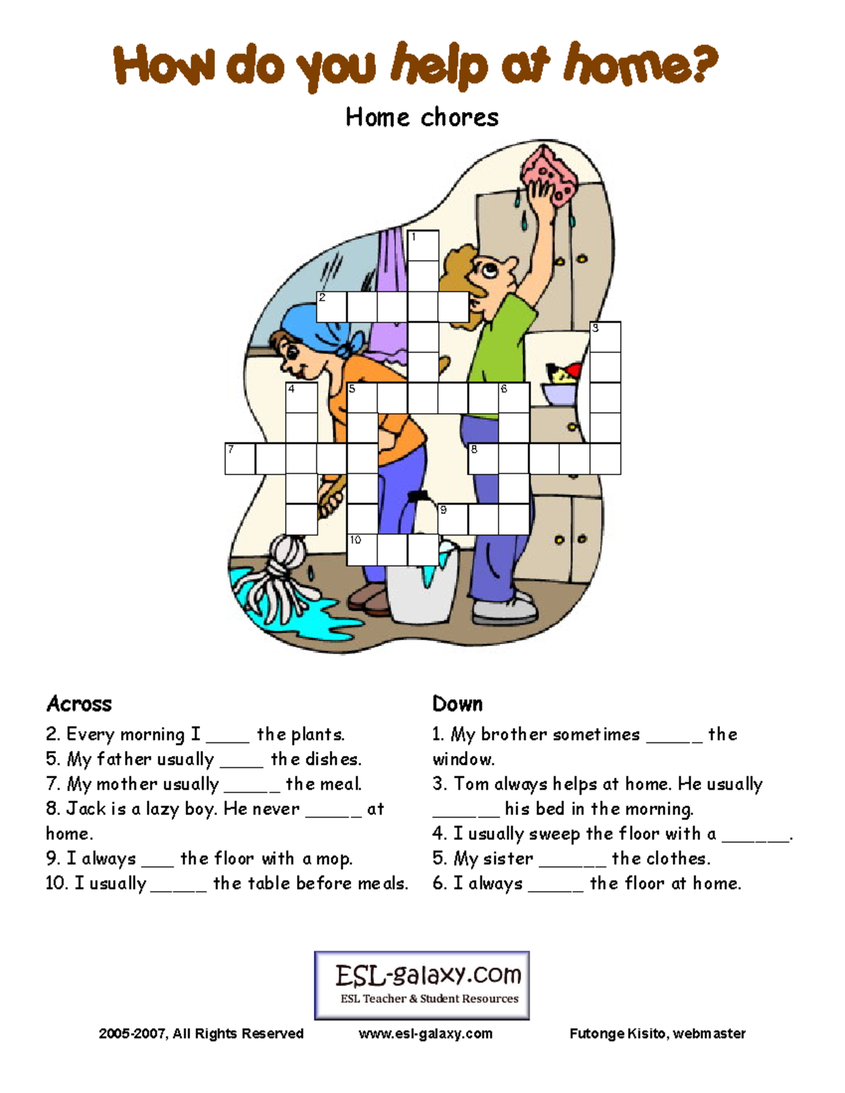 Chorescw - ingles - How do you help at home? Home chores 1 2 3 4 5 6 7 ...