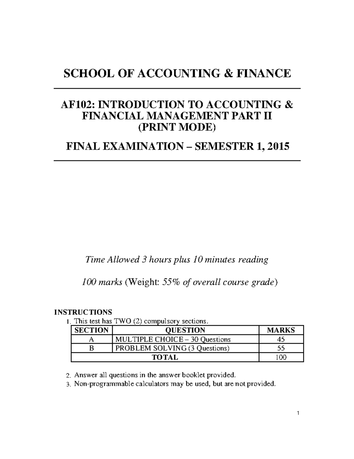 Management Accounting - SCHOOL OF ACCOUNTING &amp; FINANCE AF102 ...