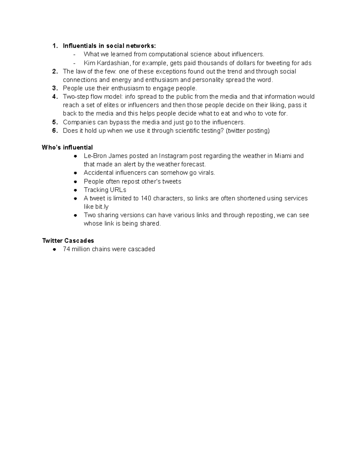 CMN150V Final Study-guide - Influentials in social networks: What we ...
