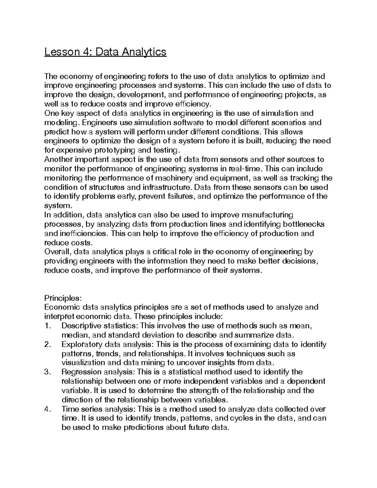 Engineering Ecomonics Data Analysis - Lesson 4: Data Analytics The ...