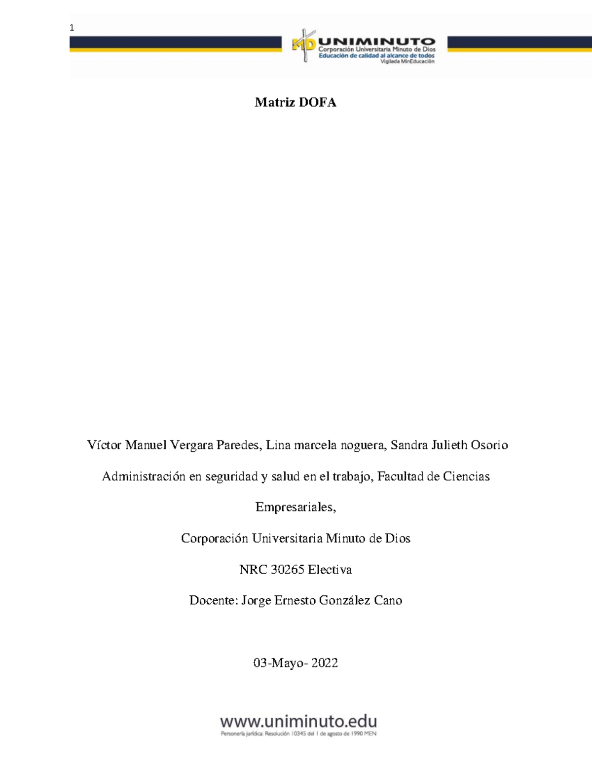 Matriz DOFA transporte de cargas - Matriz DOFA Víctor Manuel Vergara ...