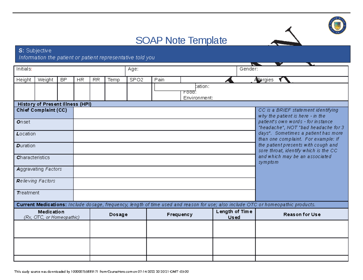 SOAP Note Template - Studocu