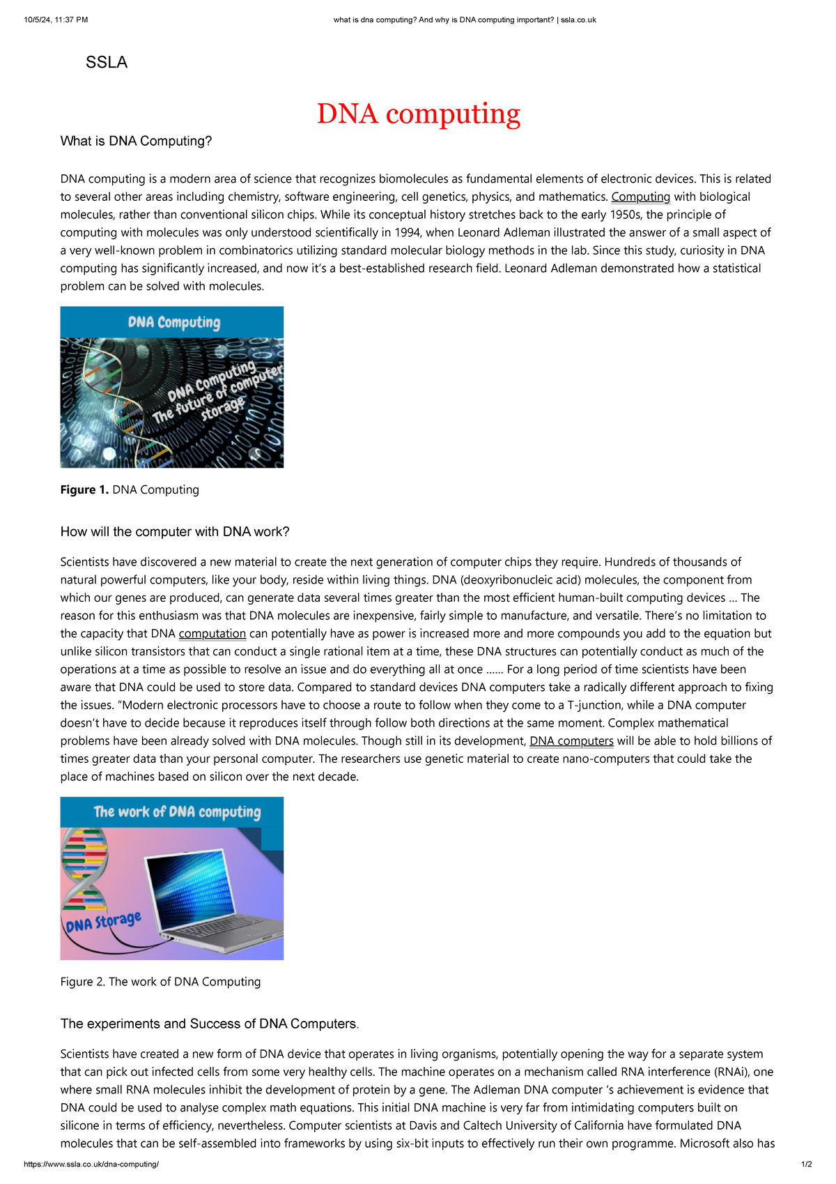 What is dna computing And why is DNA computing important ssla - DNA computing What is DNA ...