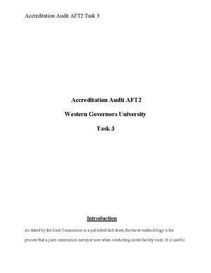 Accreditation Audit AFT2 -Task 4 DH passed - Accreditation Audit AFT ...