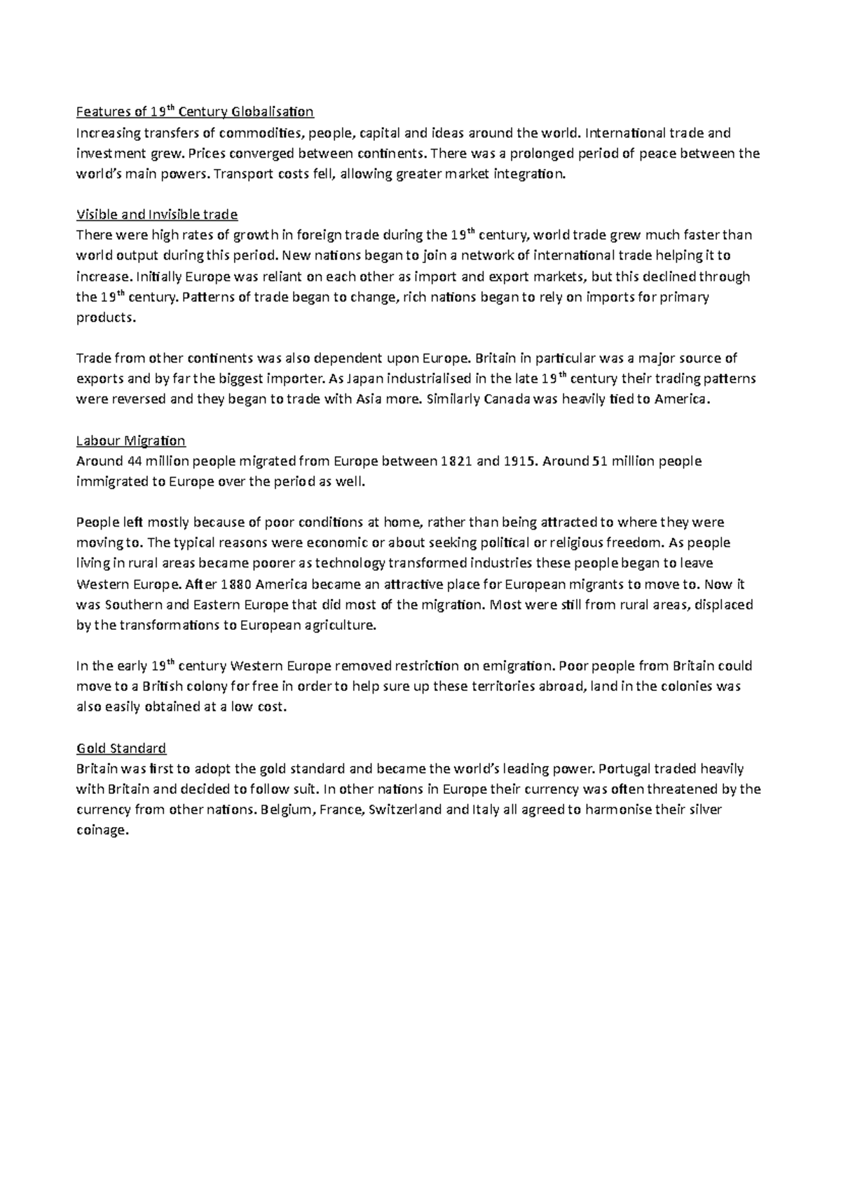 19th Centruy Globalisation - Features of 19 th Century Globalisation ...