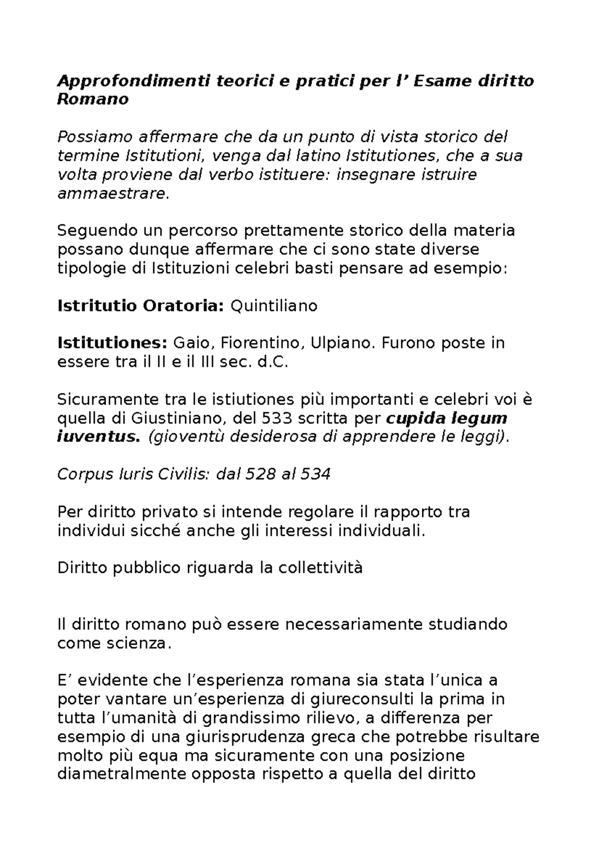 Schema teorico pratico storia del diritto romano - Approfondimenti ...