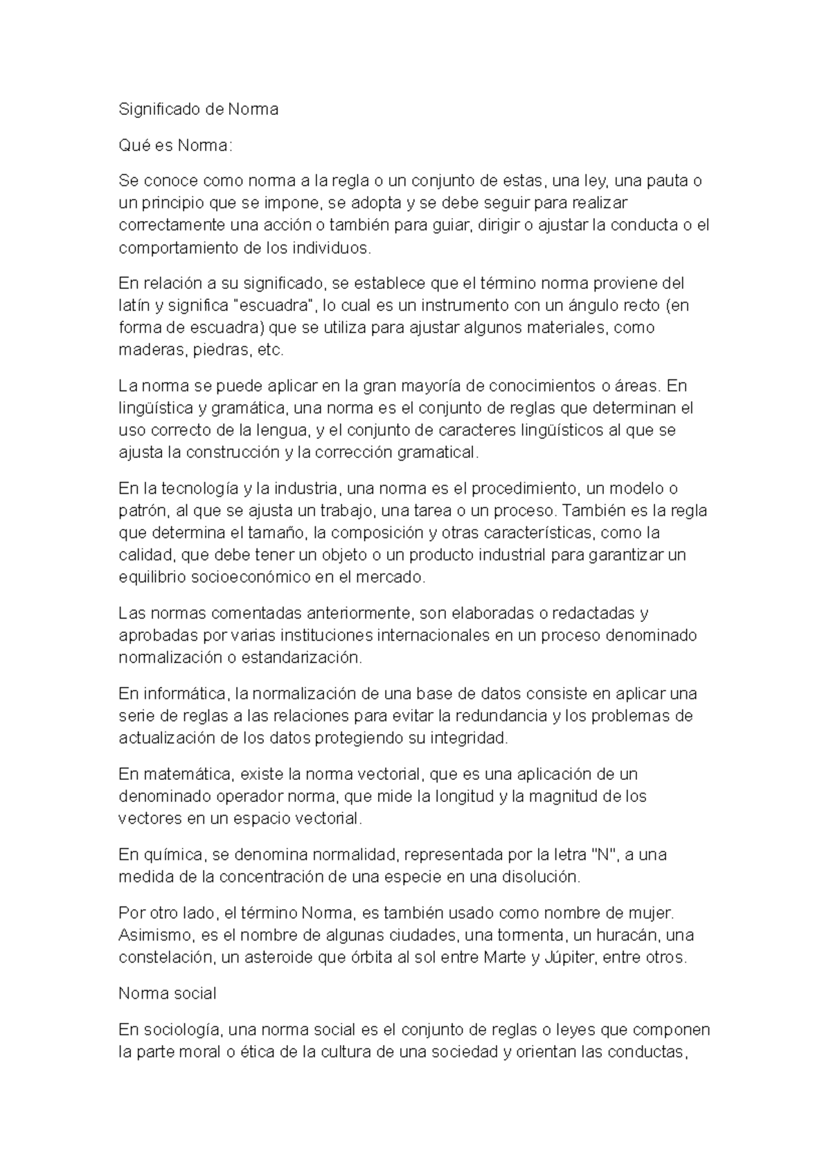 Significado de Norma - Significado de Norma Qué es Norma: Se conoce ...