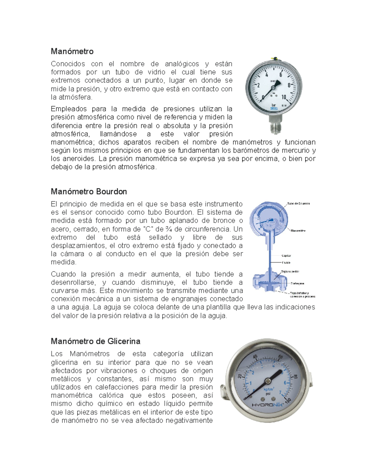 Manómetro tipos - Manómetro Conocidos con el nombre de analógicos y ...