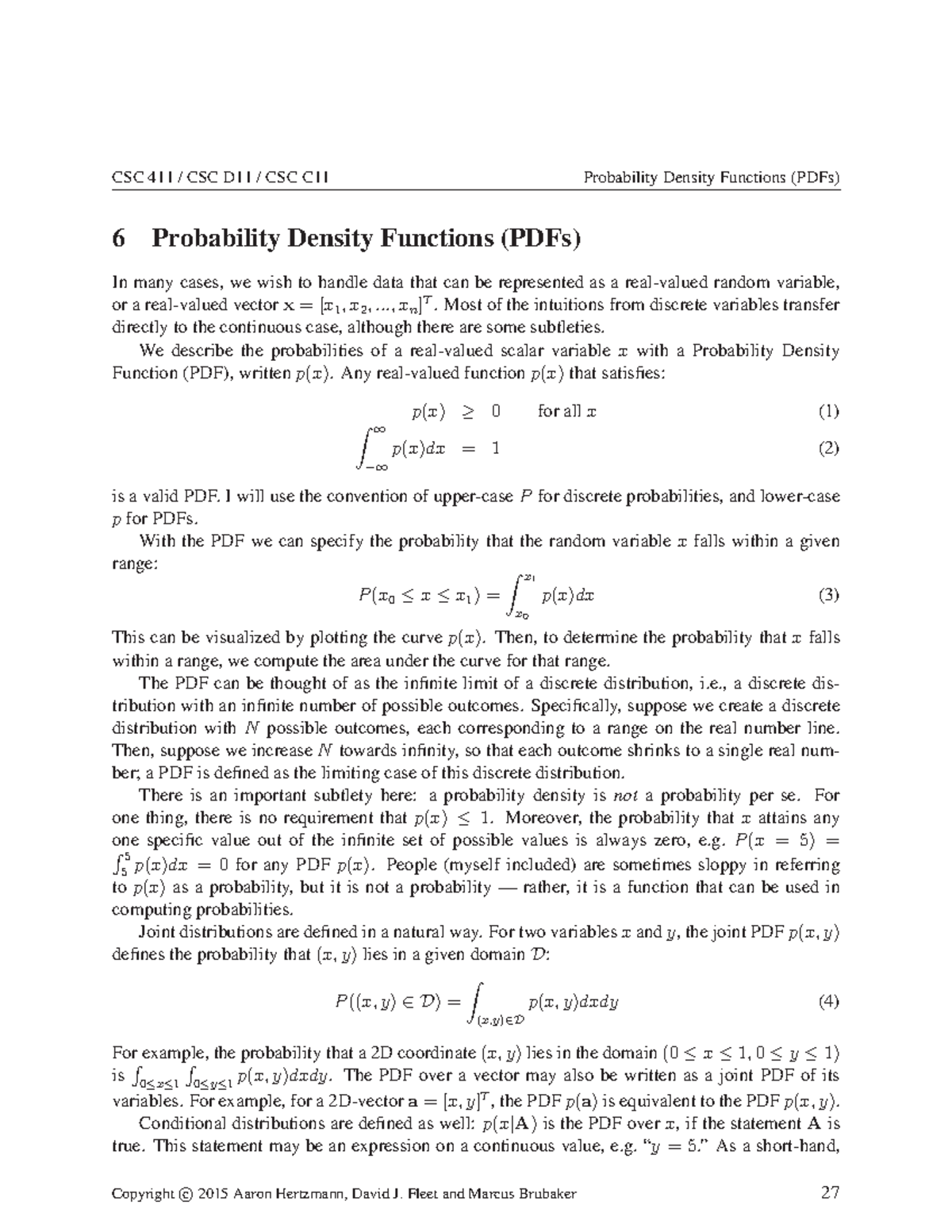 PDFs - 6 Probability Density Functions (PDFs) In many cases, we wish to handle data that can be ...