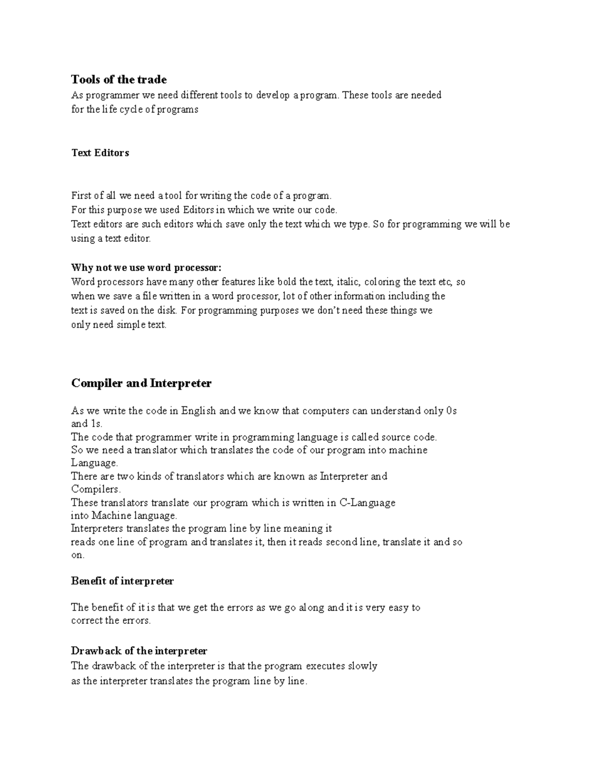 Lecture file 10 - Theory - Tools of the trade As programmer we need ...