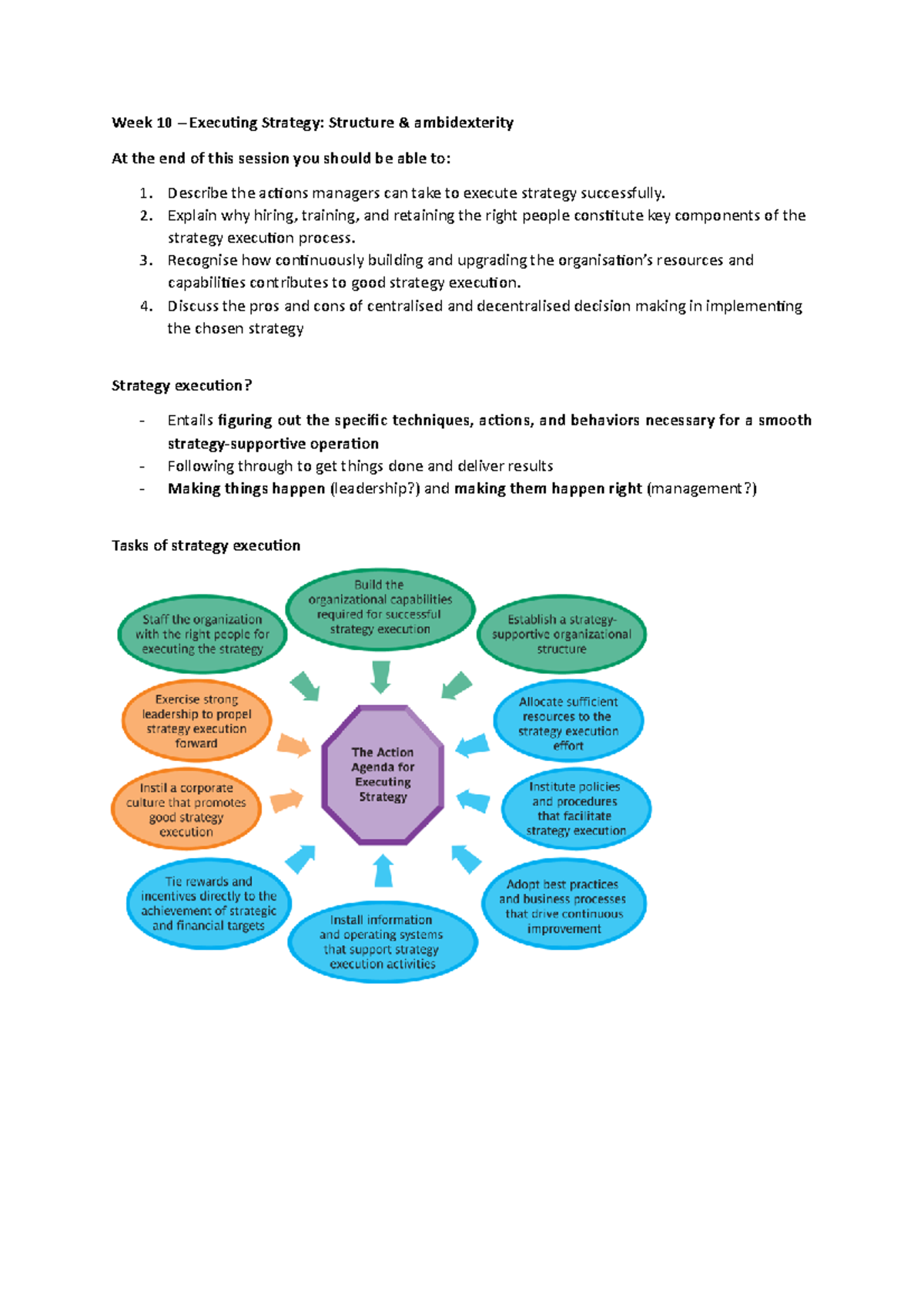 Structure & Ambidexterity Summary - Week 10 Executing Strategy ...