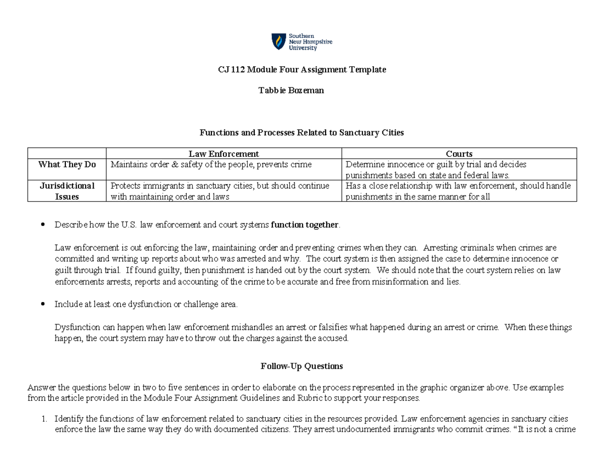 Module 4 assignment - coursework - CJ 112 Module Four Assignment ...