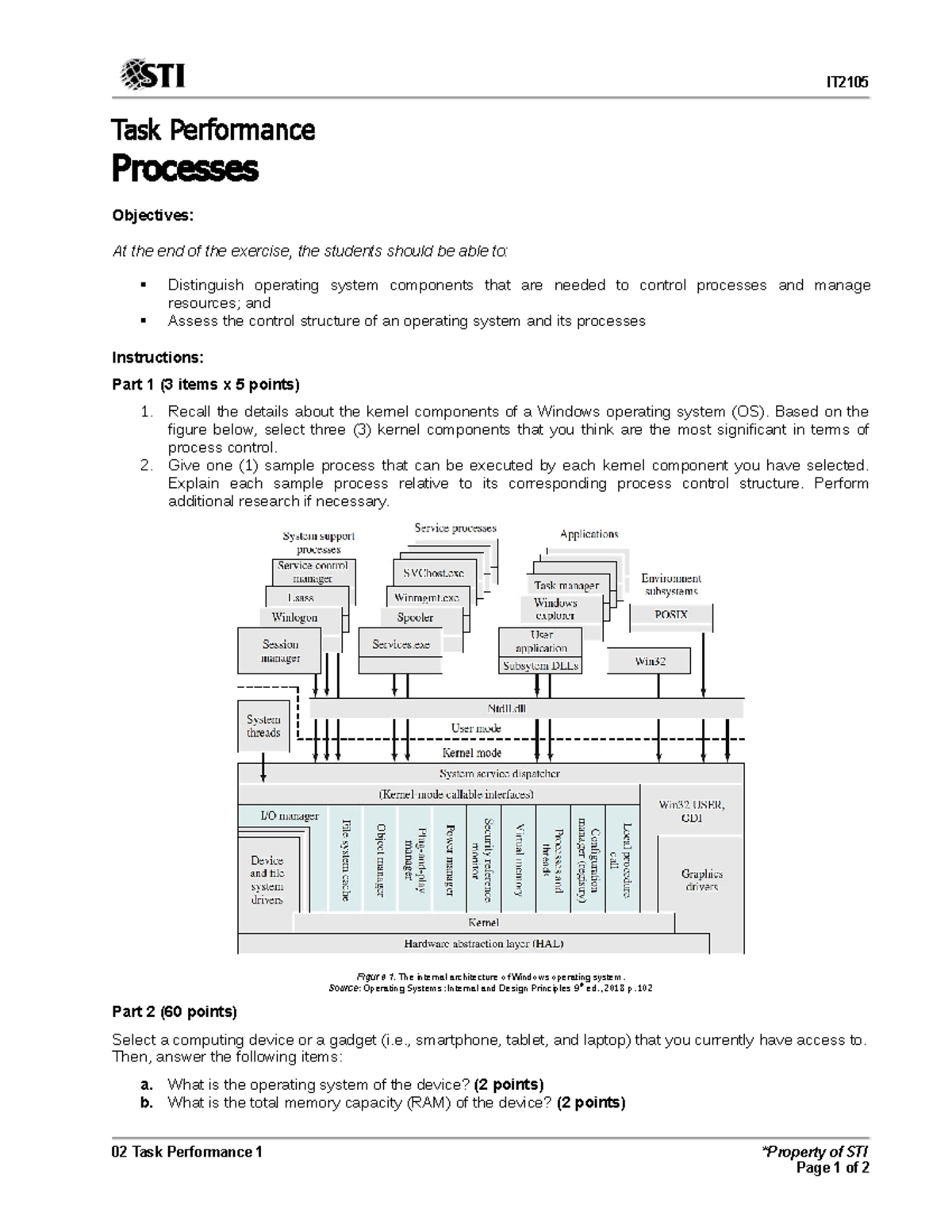 02 Task Performance 1 - None - Task Performance Processes Objectives: At the end of the exercise ...
