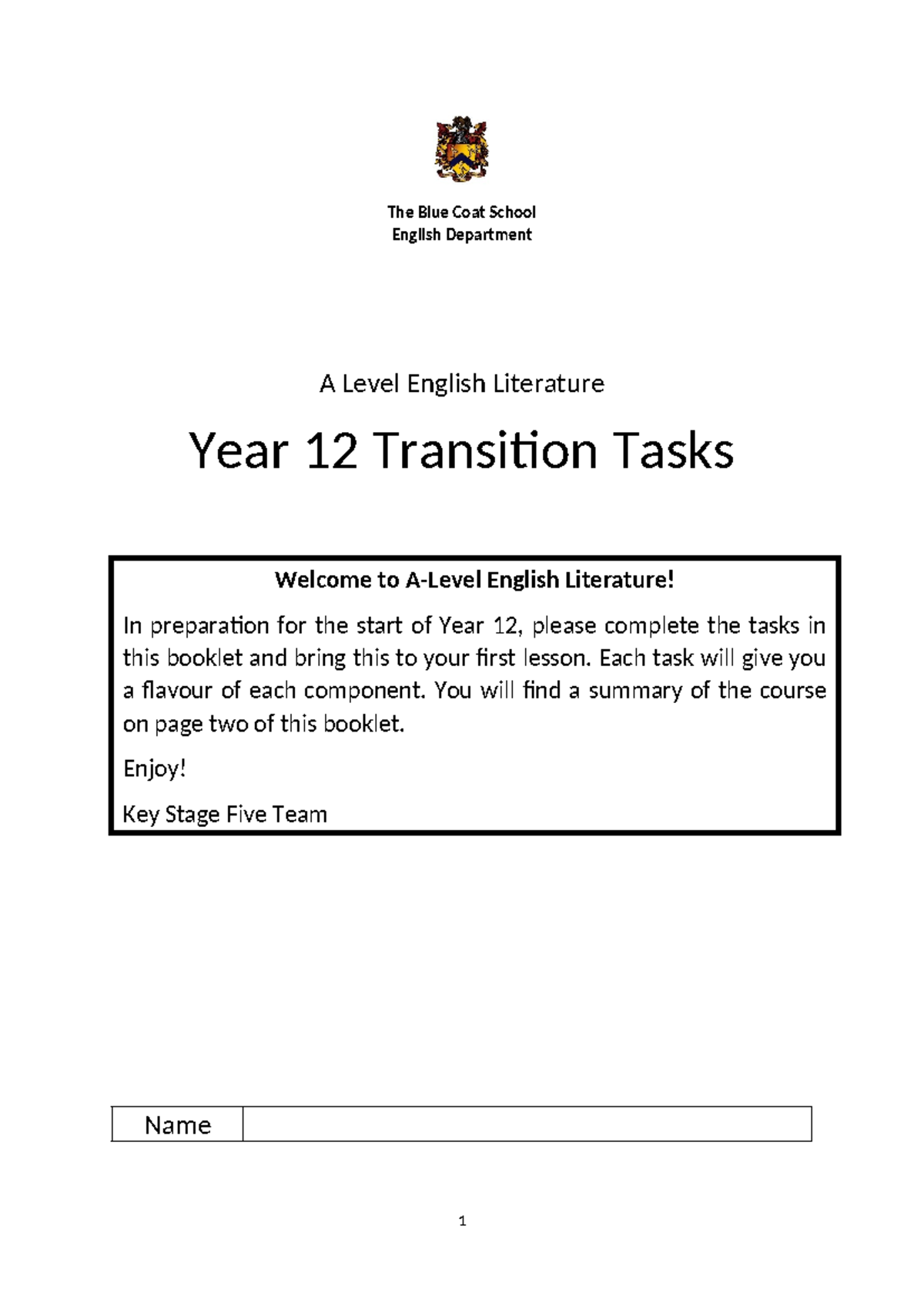 Year-12-Transition-Booklet - The Blue Coat School English Department A ...