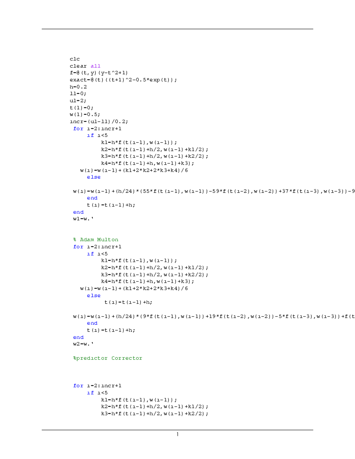 Assignment 5 solution - clc clear all f=@(t,y)(y-t^2+1) exact=@(t)((t+1 ...