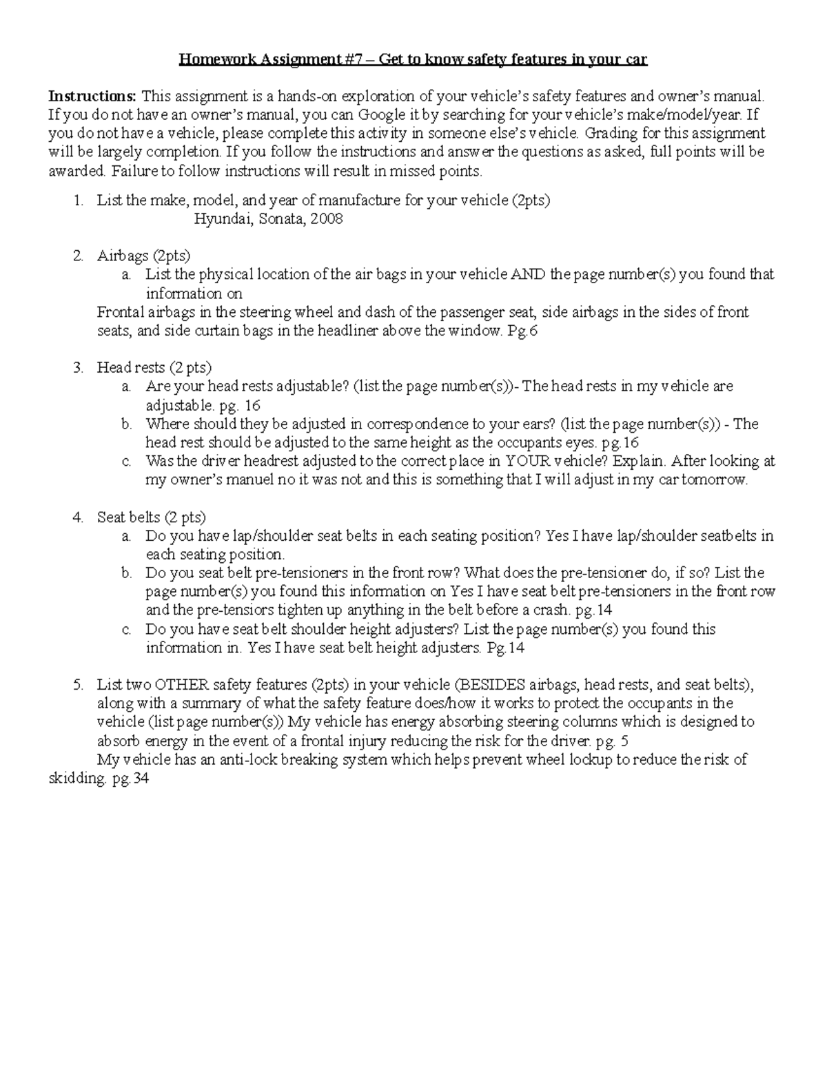 Homework Assignment 7 - hommework 7 - Homework Assignment #7 – Get to know safety features in ...