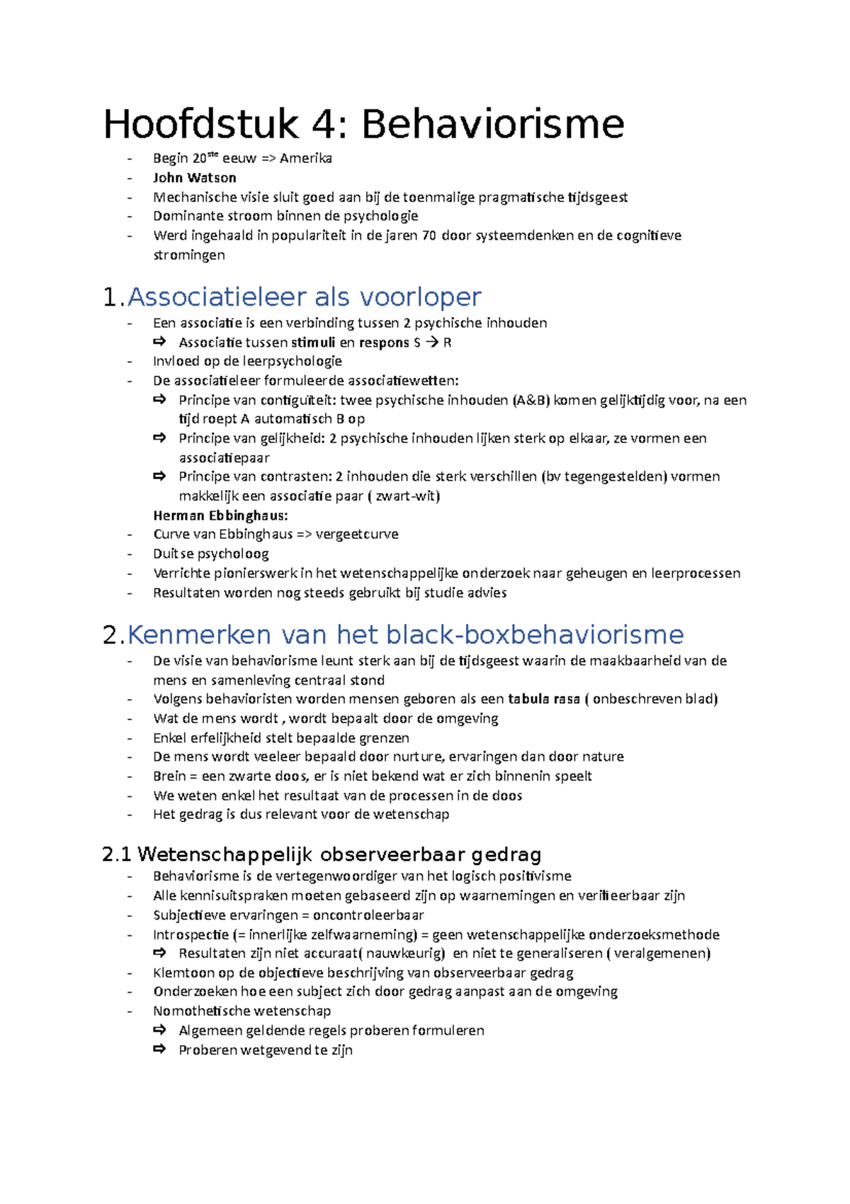 Behaviorisme - powerpoints +boek - Hoofdstuk 4: Behaviorisme Begin ...