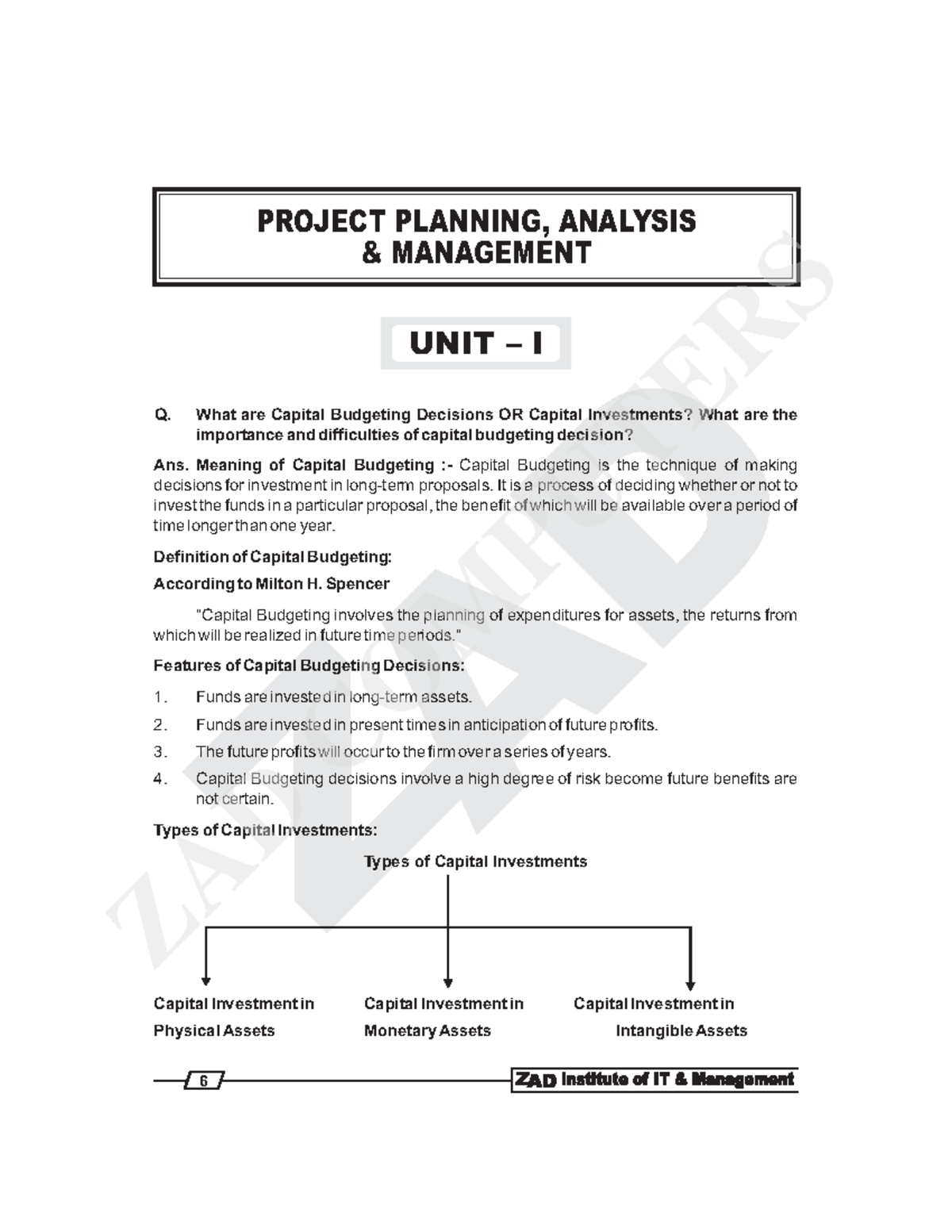 UNIT I Project Planning Analysis and MAN - UNIT – I PROJECT PLANNING ...
