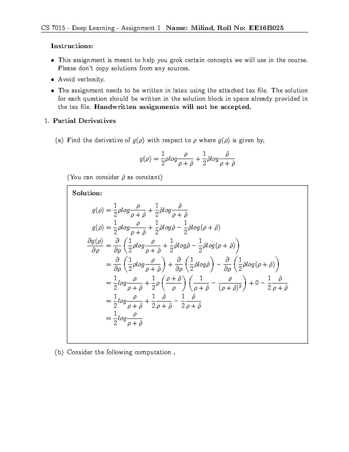 Assignment 1 solution - CS 7015 - Deep Learning - Assignment 1 Name: Milind, Roll No: EE16B ...
