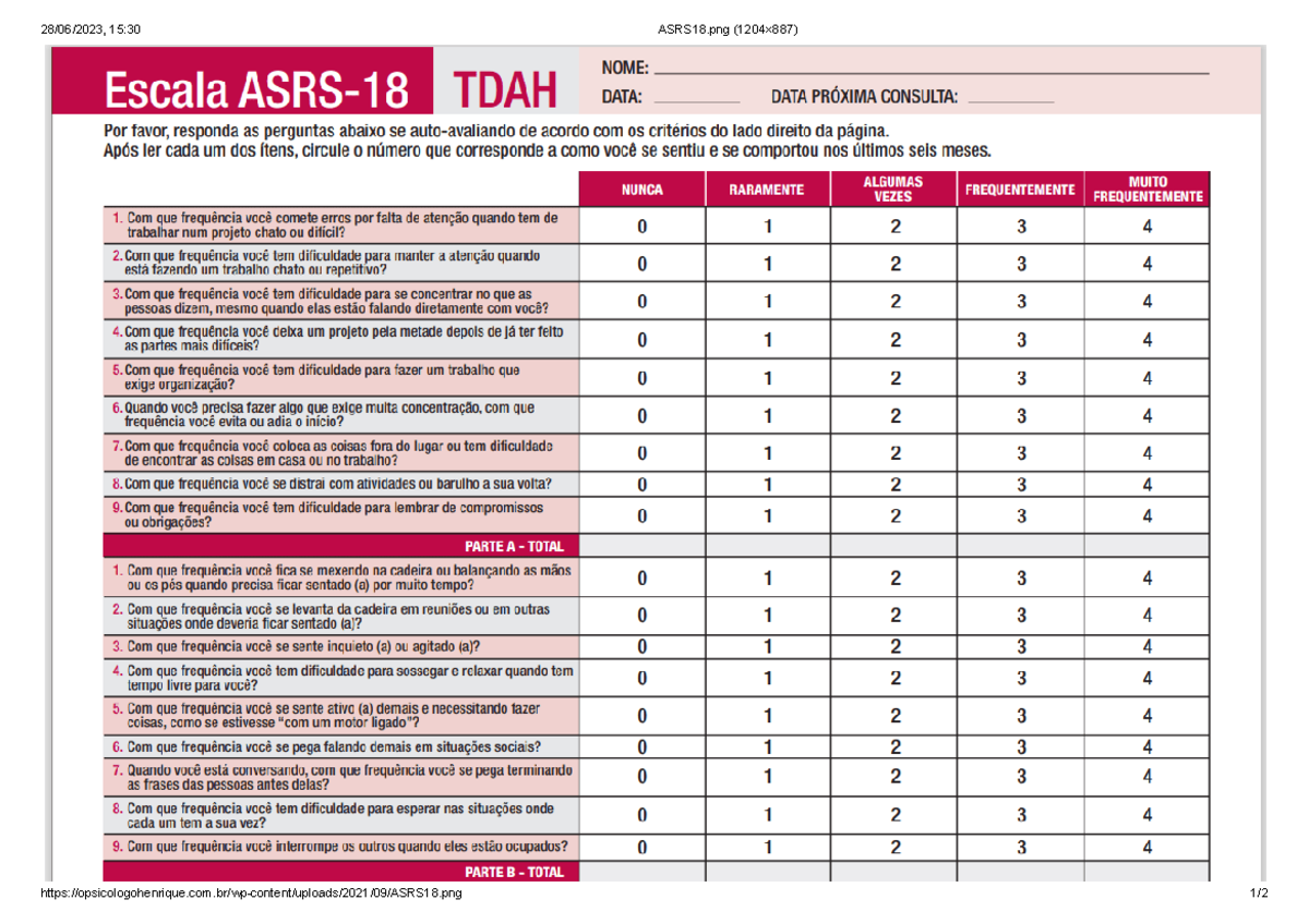 ASRS18 ESCALA TDAH - 15:30 ASRS18 (1204x887) NOME: Escala TDAH DATA ...