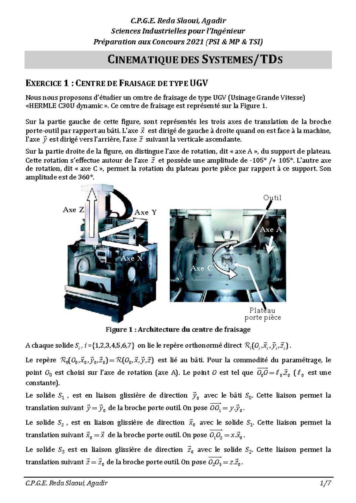 Préparation concours cinématique 2021 RS - C.P.G. Reda Slaoui, Agadir 1 ...