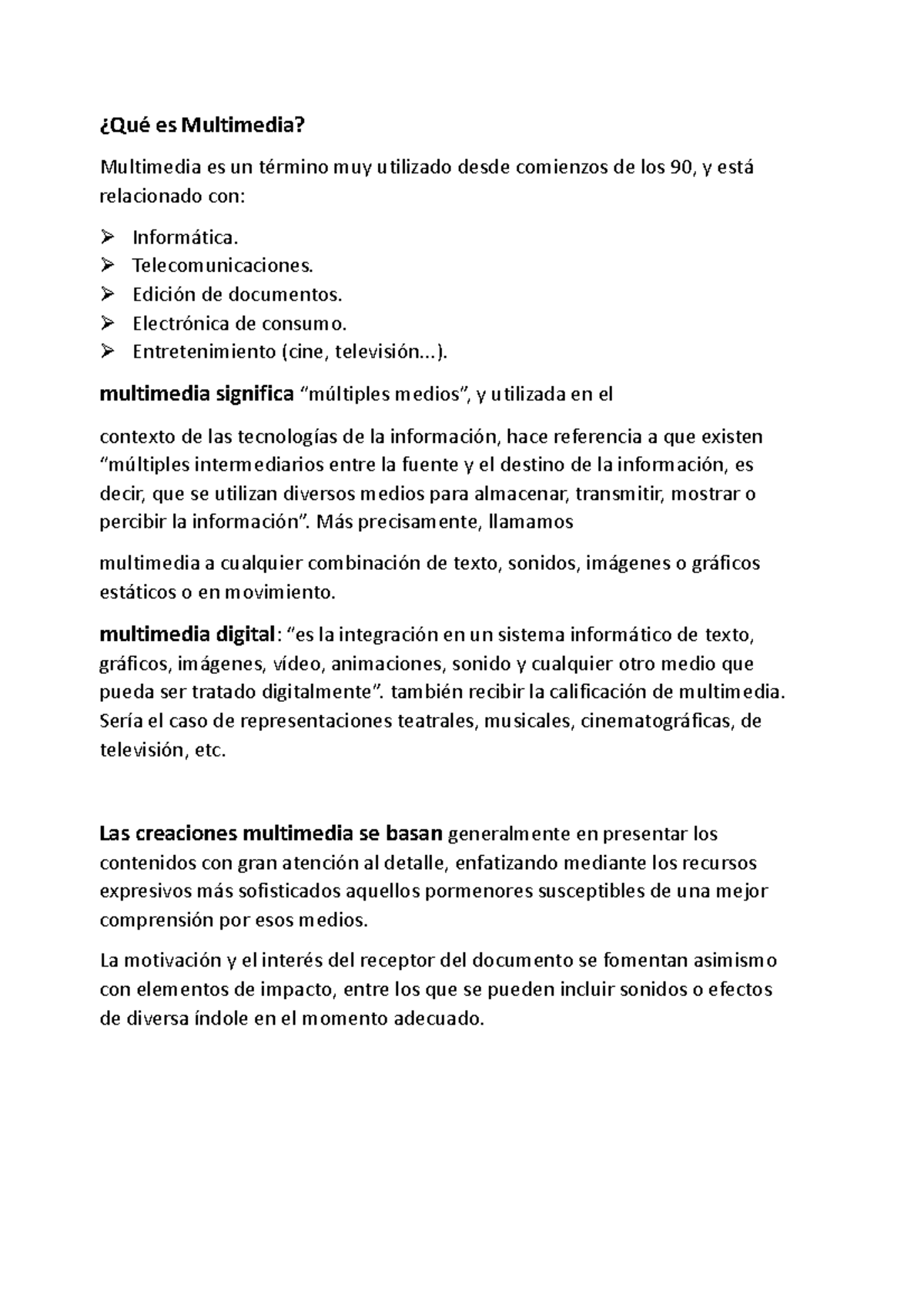 Qué es Multimedia - para estudiar - ¿Qué es Multimedia? Multimedia es ...