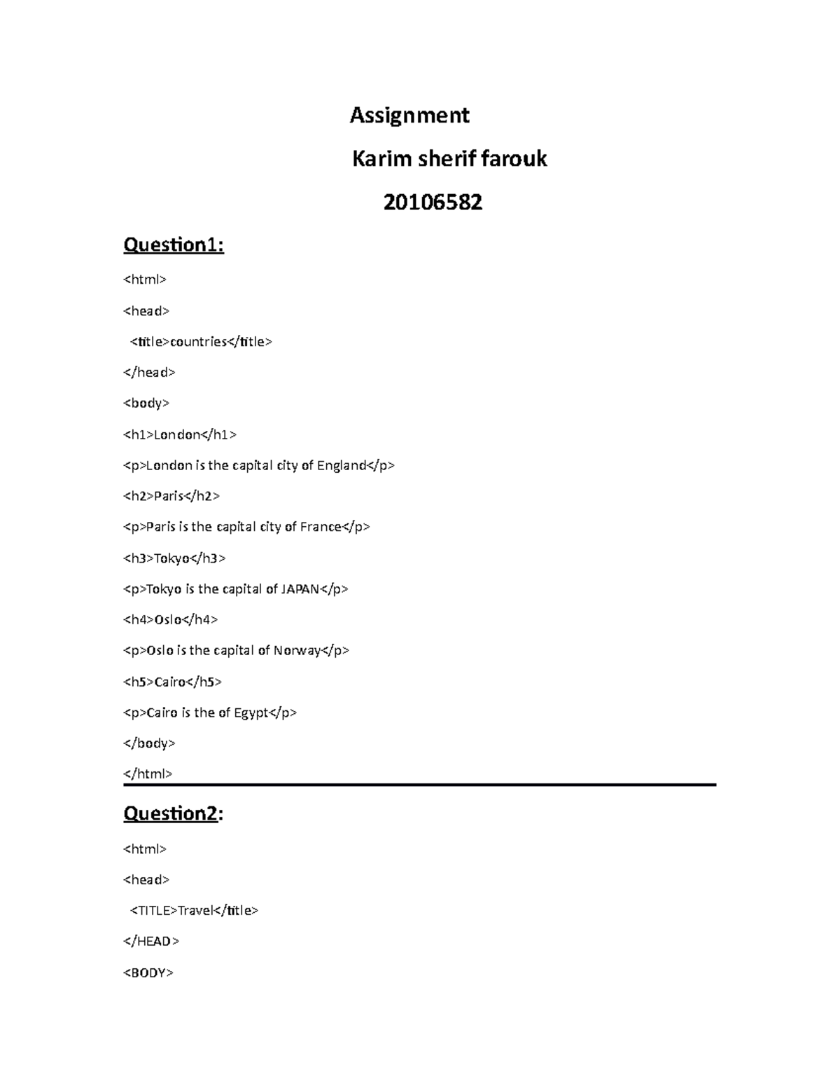Assignment 1 - Assignment Karim sherif farouk 20106582 Question1: countries - Studocu