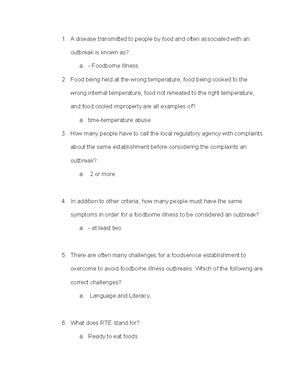 Servsafe Chapter 5 & 6 NTD 410 - ___________________________ is the ...