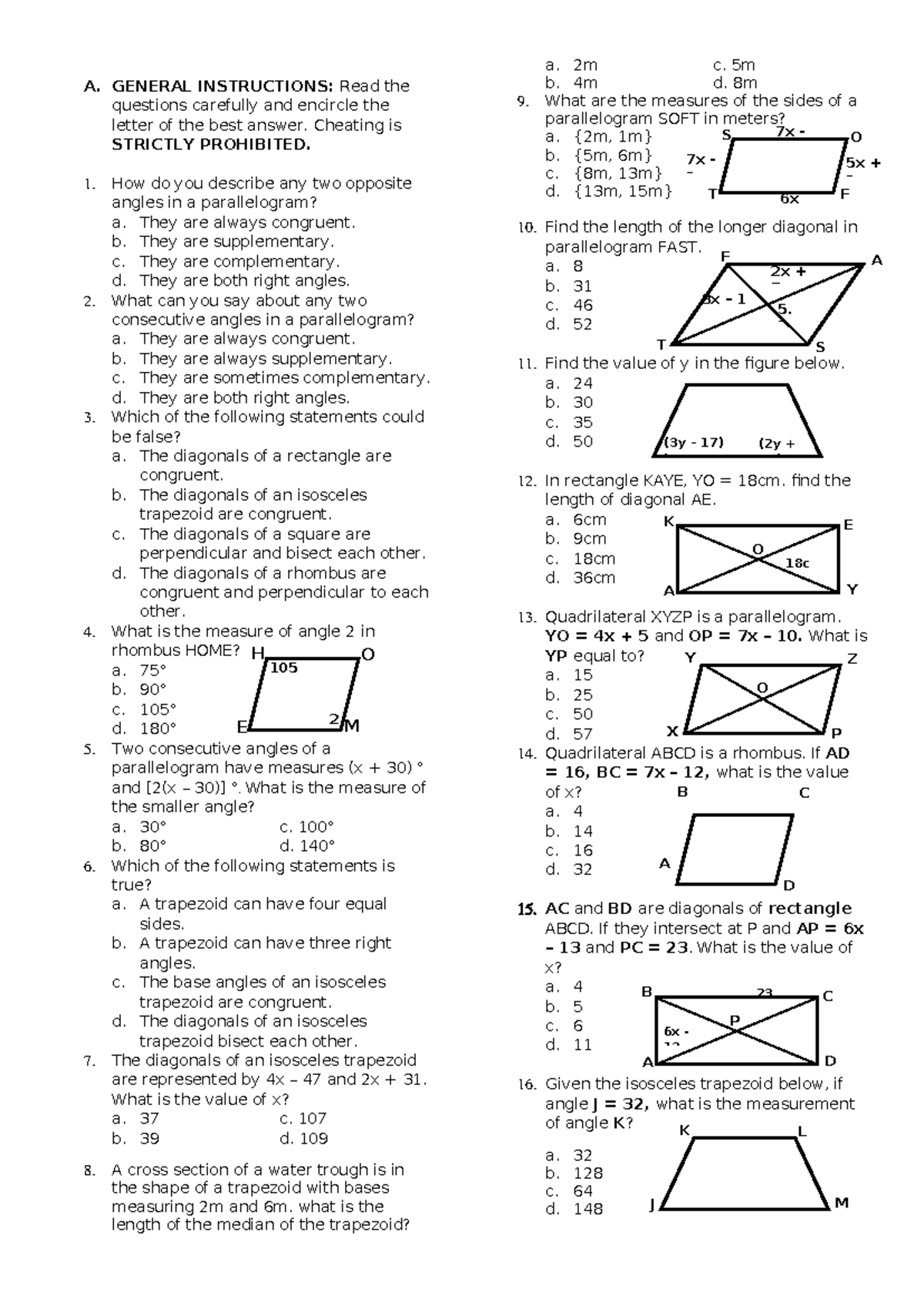 Review MATH9 - A. GENERAL INSTRUCTIONS: Read the questions carefully ...