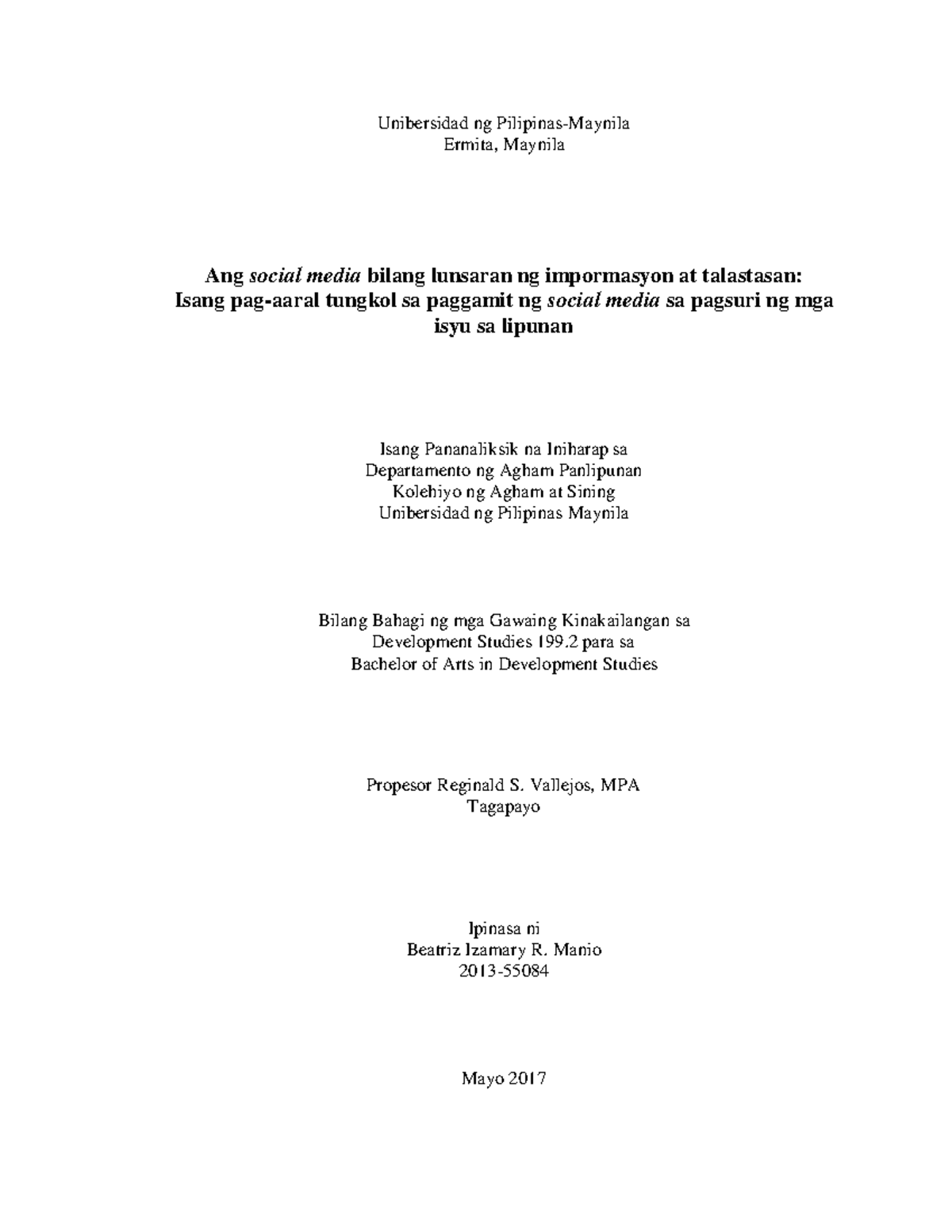 E228 - Ang social media bilang lunsaran ng impormasyon at talastasan ...