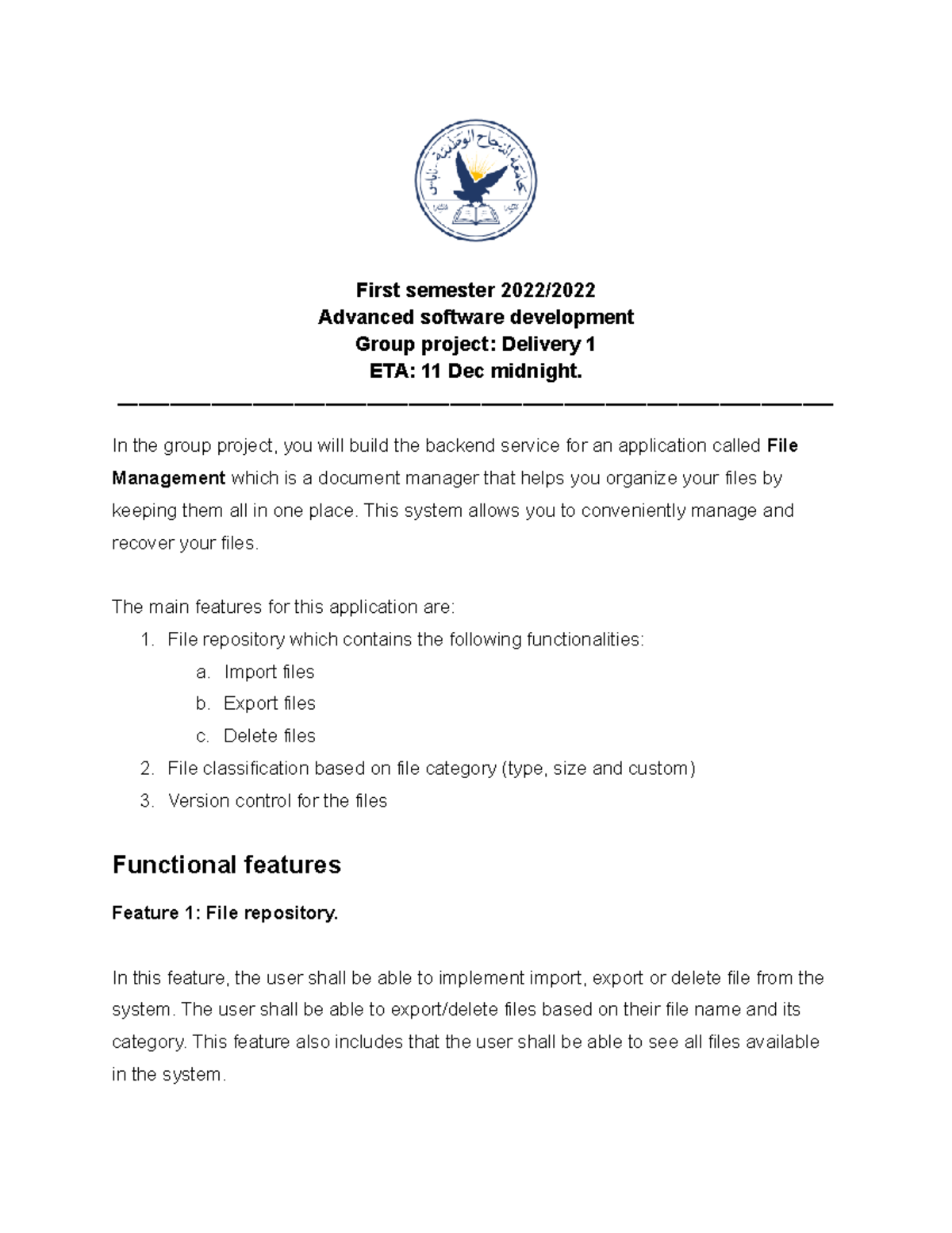 Advanced-software-development -GP-2022-D1 - First semester 2022 ...