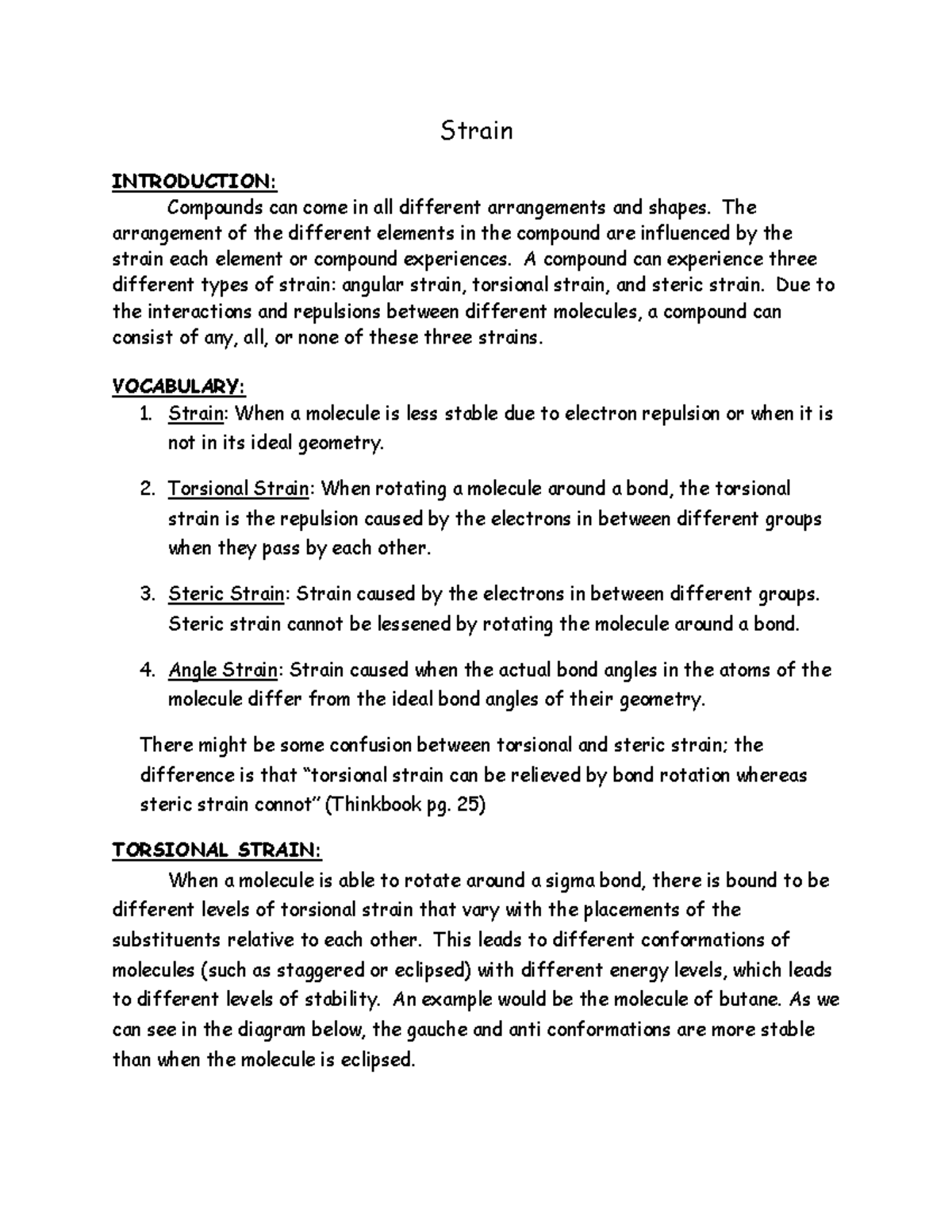 Strain - Organic Chemistry - Strain INTRODUCTION: Compounds can come in ...