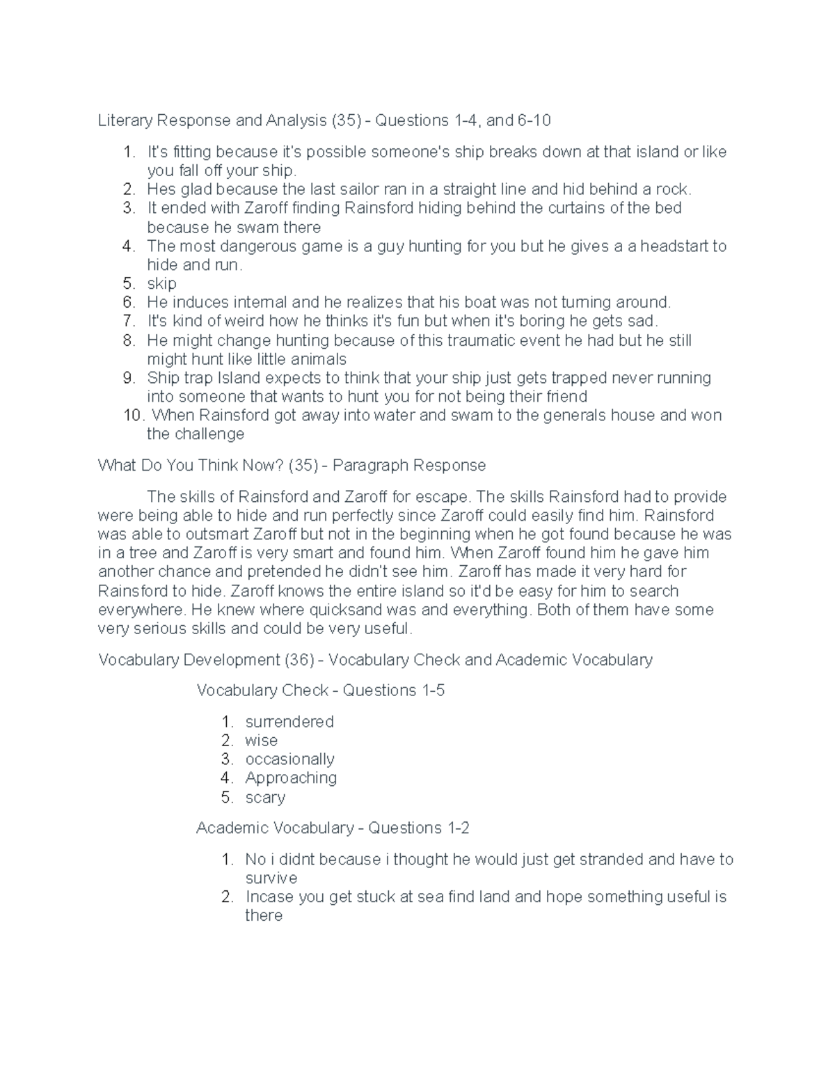 Untitled document-1 - none - Literary Response and Analysis (35 ...