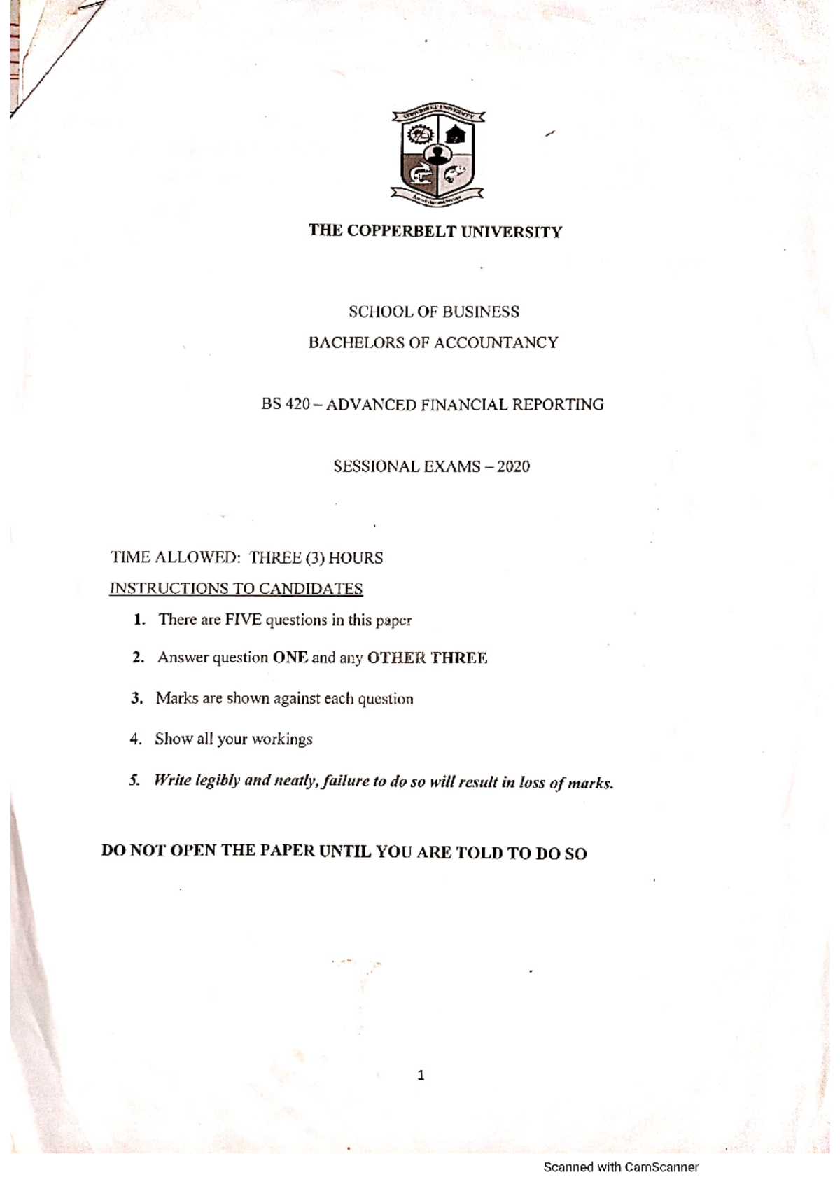 Bs 420 2020 sessional - Advanced Financial Reporting - Studocu
