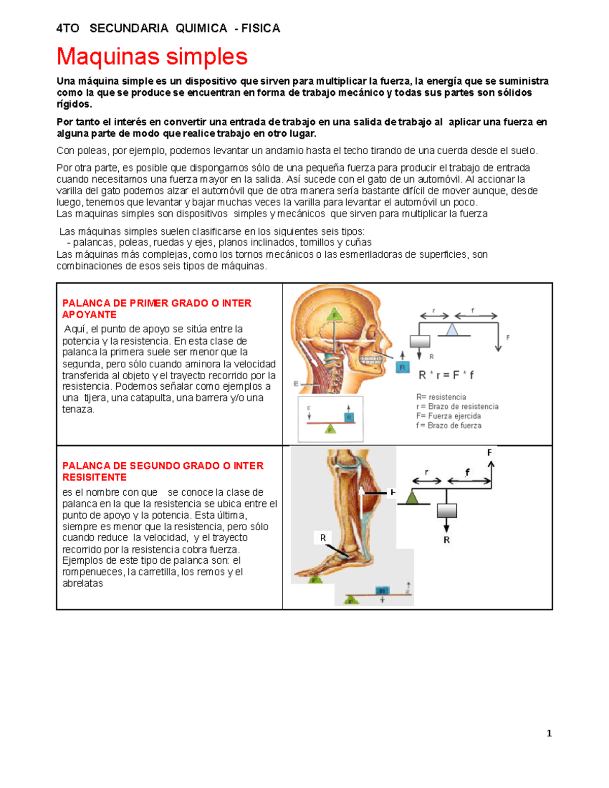 Fis 4to Sec TEMA 2 Maquinas Simple - 20 - Maquinas simples Una máquina ...