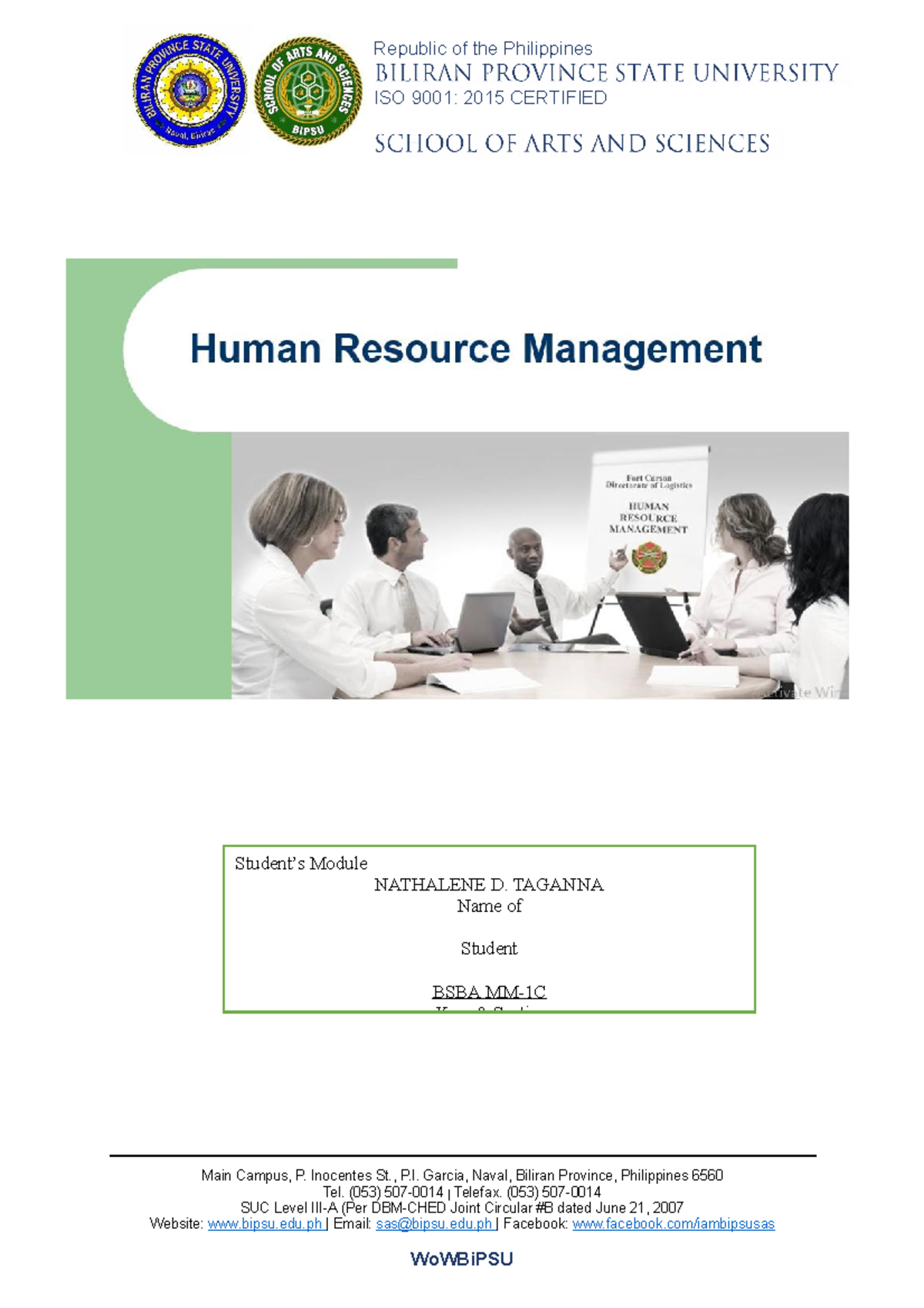 Hrm-module - hrm module - Republic of the Philippines ISO 9001: 2015 ...