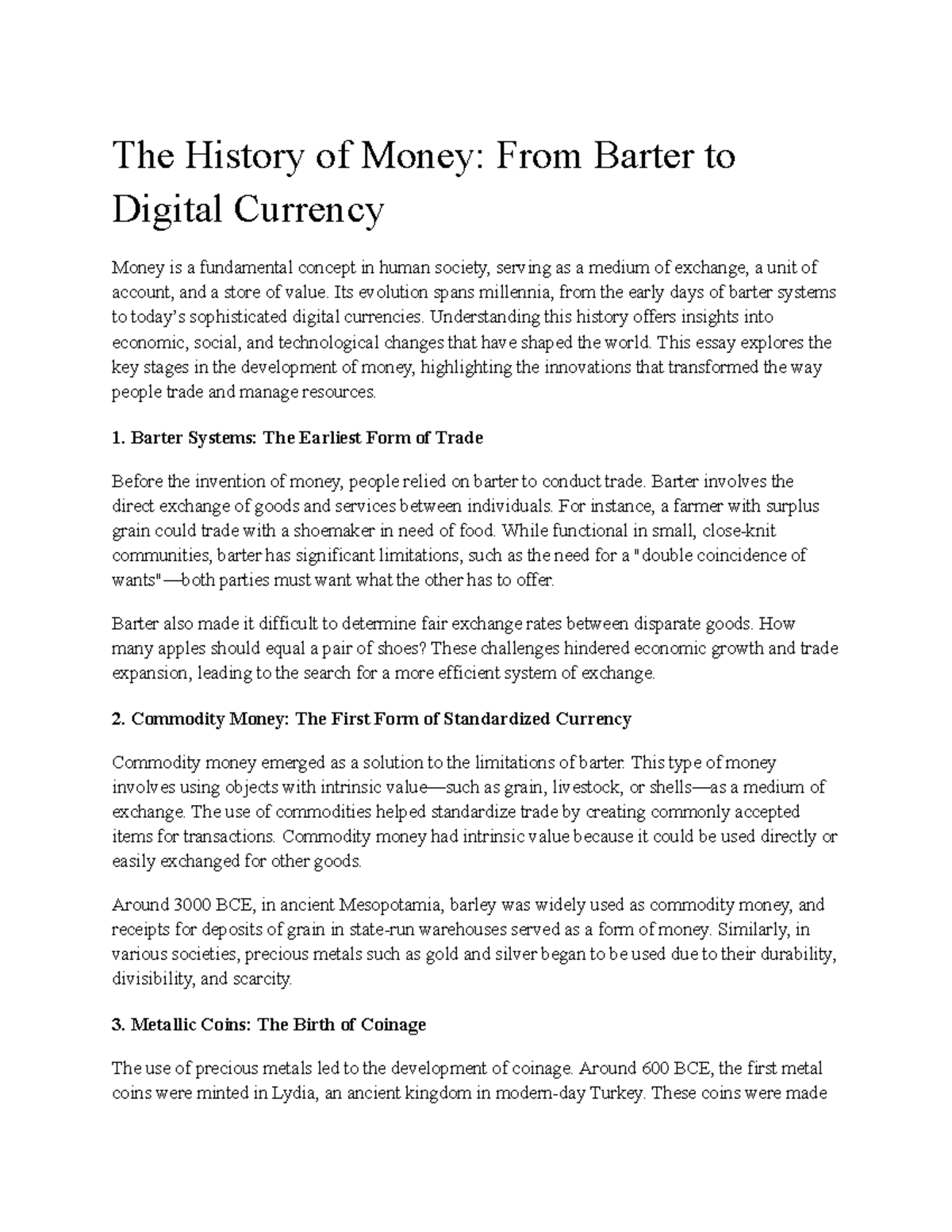 The History of Money: From Barter to Digital Currency - Its evolution ...
