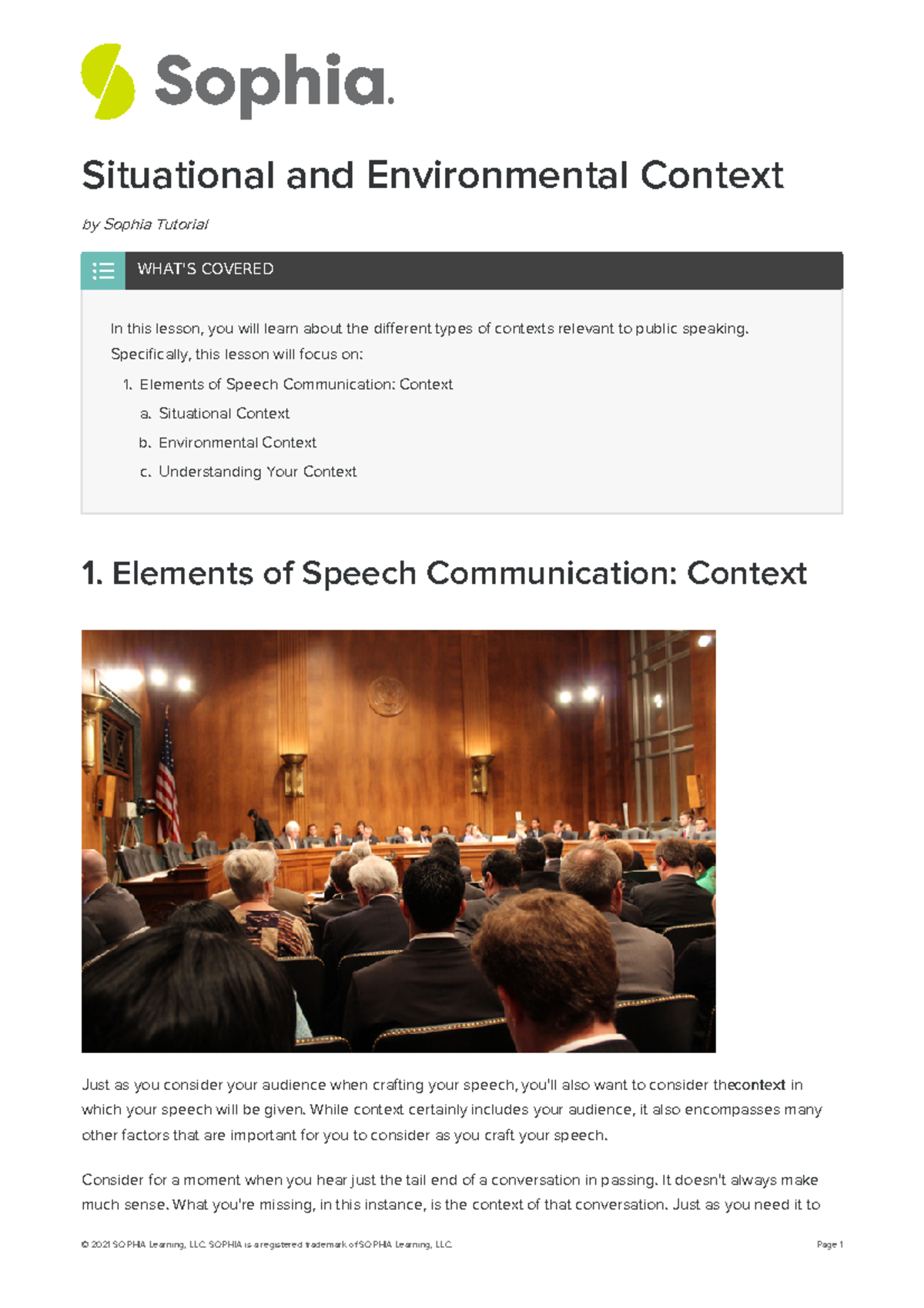 Situational and environmental context - Specifically, this lesson will ...