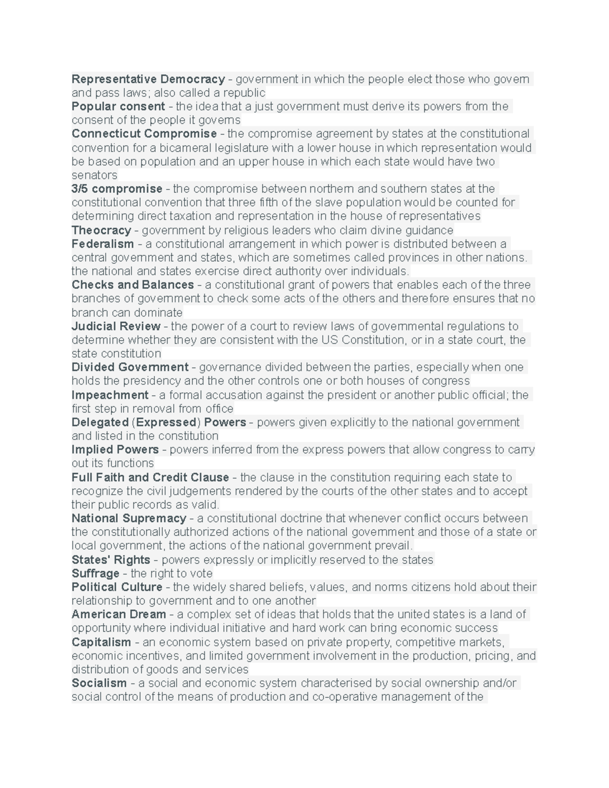 Government Key Terms - Gov stuff - Representative Democracy ...