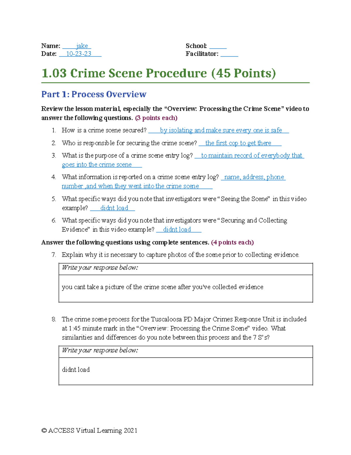 01-03 task1 - aaaaa - Name: jake Date: 10-23- School: Facilitator: 1 ...