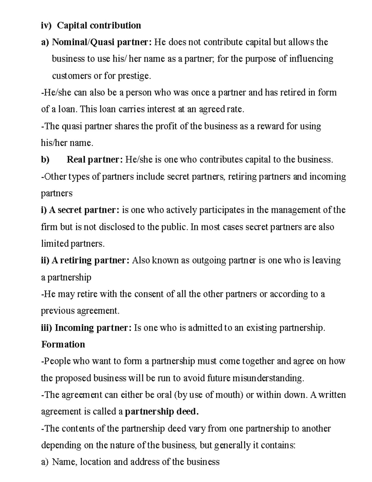 Business- Studies-Notes part-2 - iv) Capital contribution a) Nominal ...